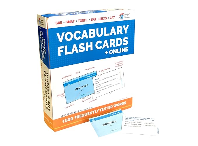 1500 VOCABULARY FLASH CARDS + ONLINE for GRE GMAT TOEFL SAT IELTS CAT ...