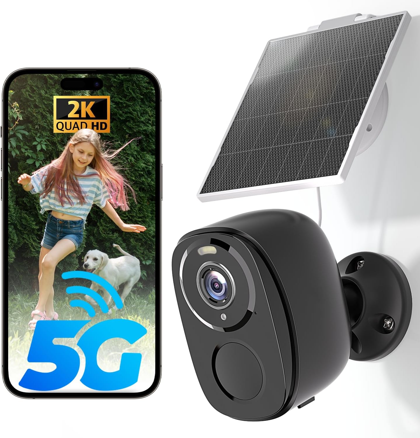 Amazon.com : 5G/2.4G Solar Security Cameras Wireless Outdoor, 2K ...