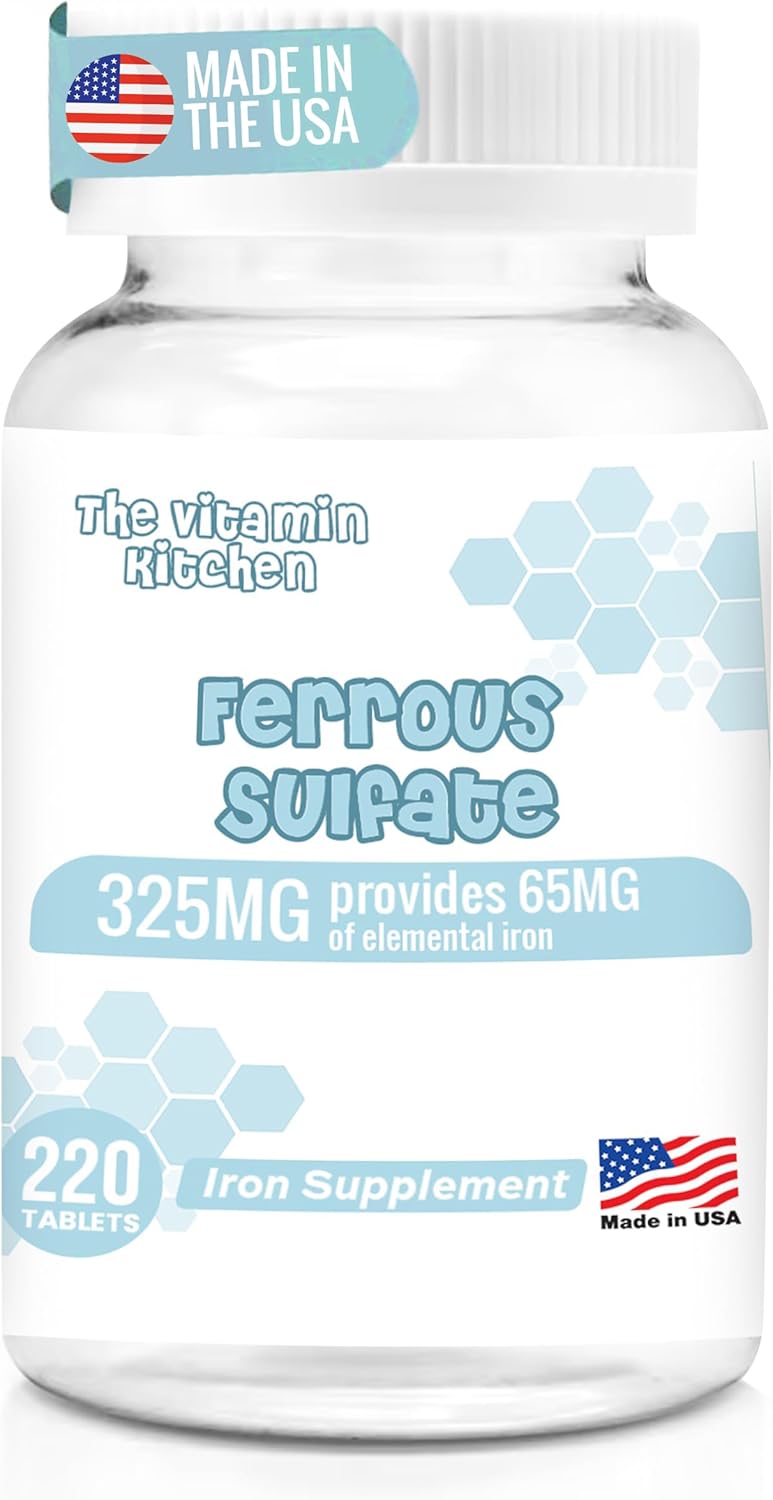 Amazon.com: The Vitamin Kitchen Ferrous Sulfate 325 mg (65 mg Elemental ...