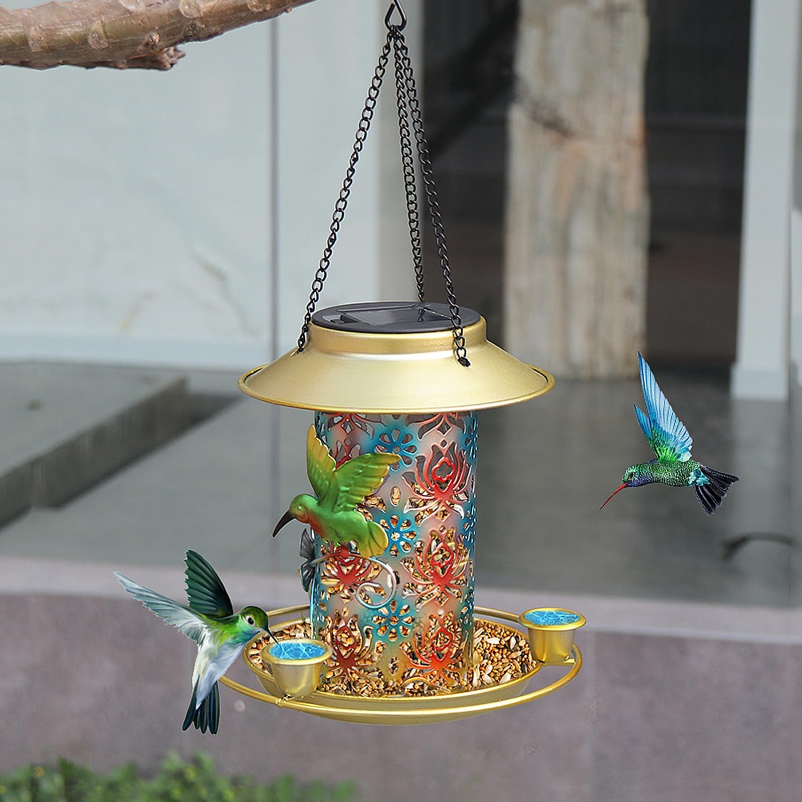 Amazon.com : EXLIPO Solar Bird Feeder for Outdoors Hanging, Waterproof ...