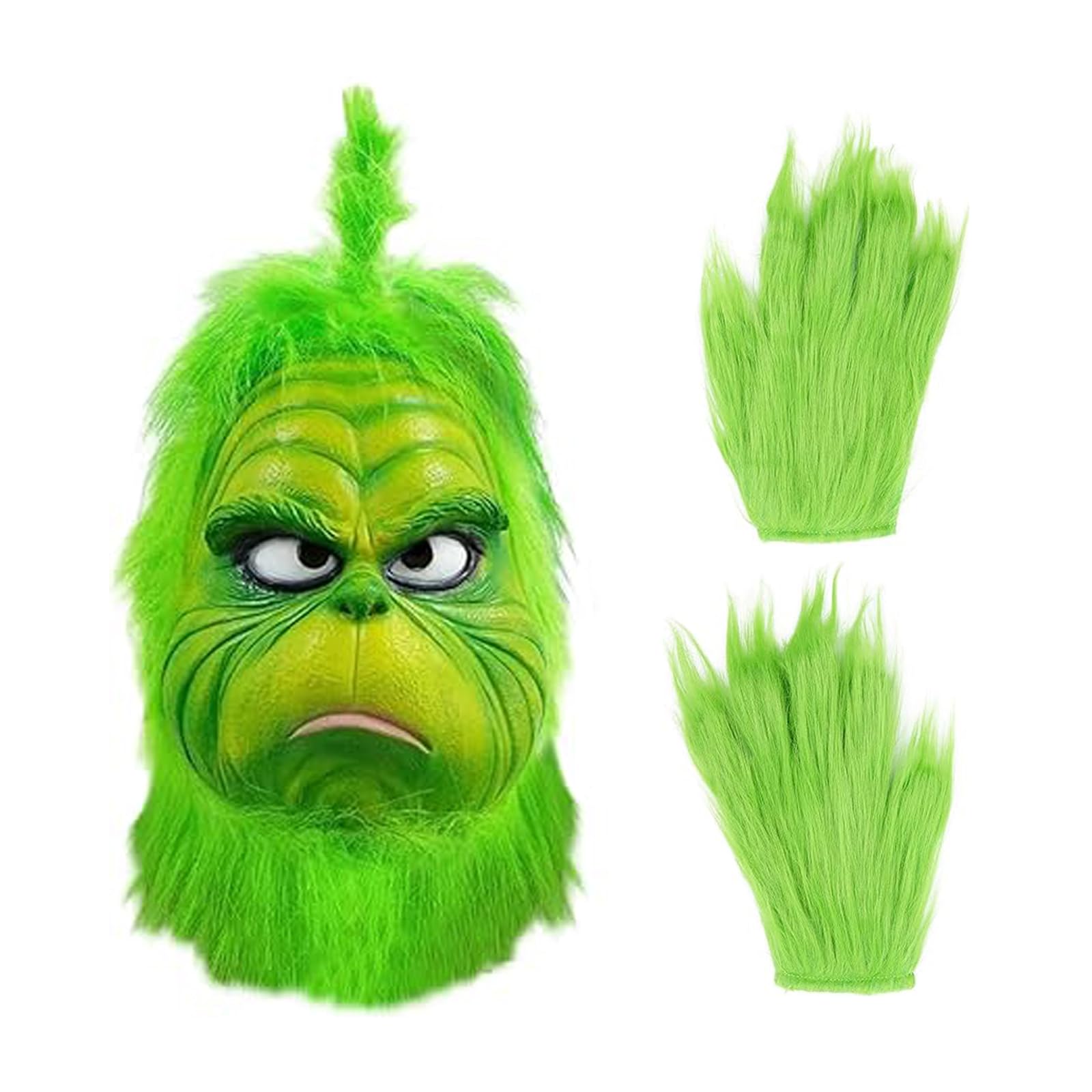 Grinch Mask Christmas Mask The Grinch Mask Costume with Green Furry Fur ...