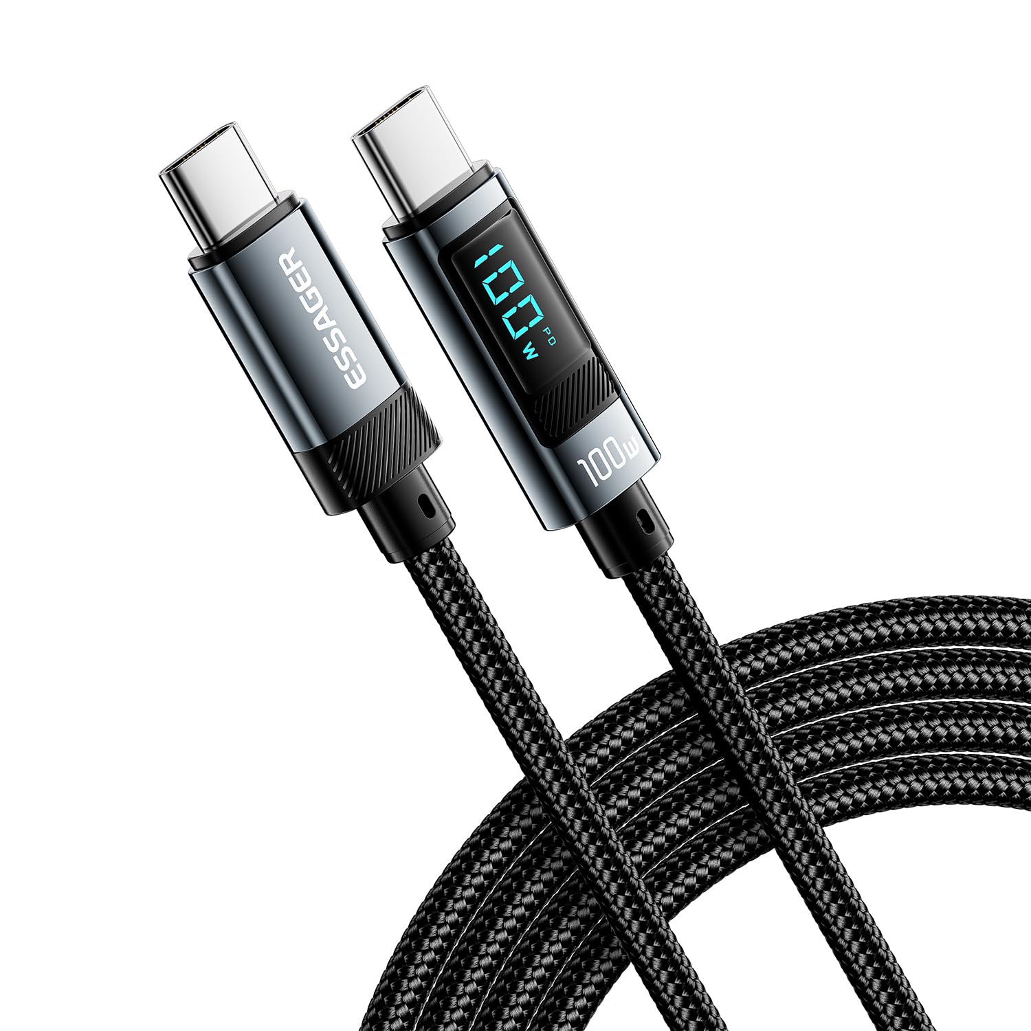 Amazon.com: ESSAGER 100W USB C to C Cable,Wattage Display Cord, 6.6FT ...