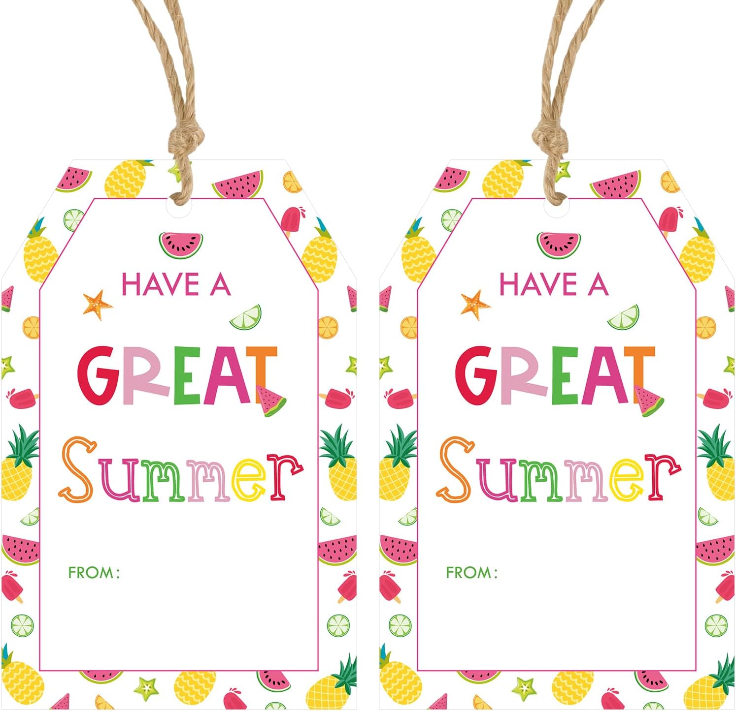 Amazon.com: Anwyll Summer Gift Tags with String - 50Pcs Happy Hello ...
