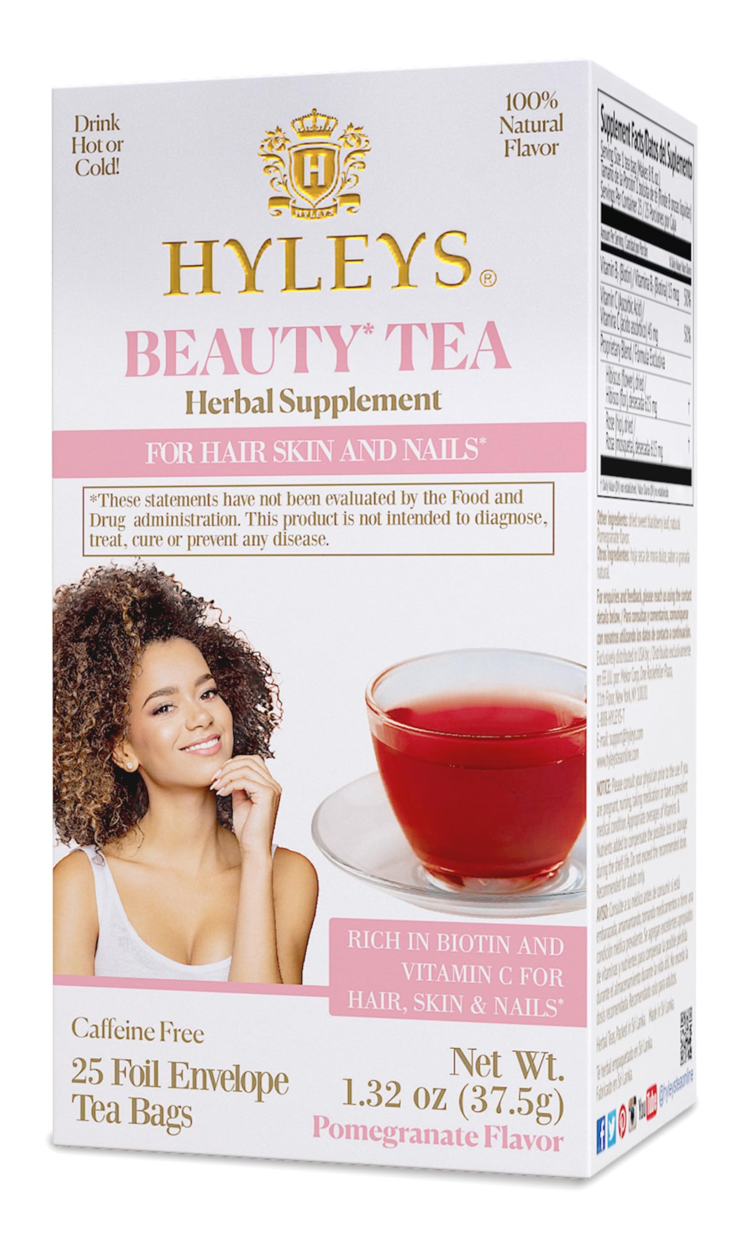 Amazon.com : Hyleys Beauty Tea - Pomegranate Flavor - 25 Tea Bags ...