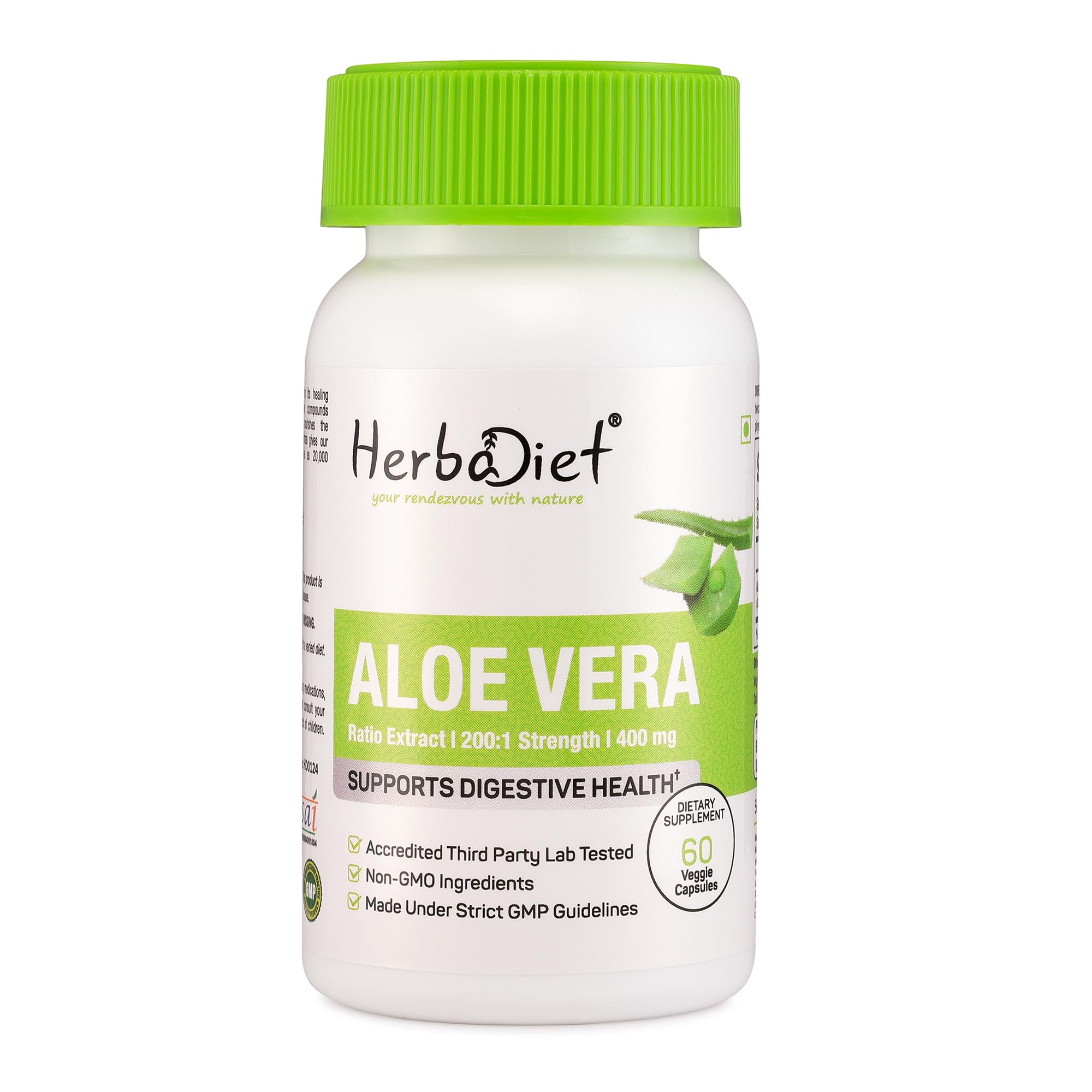 Herbadiet Aloe Vera 60 Capsules|20,000 Mg Equivalent|Natural Herbal ...