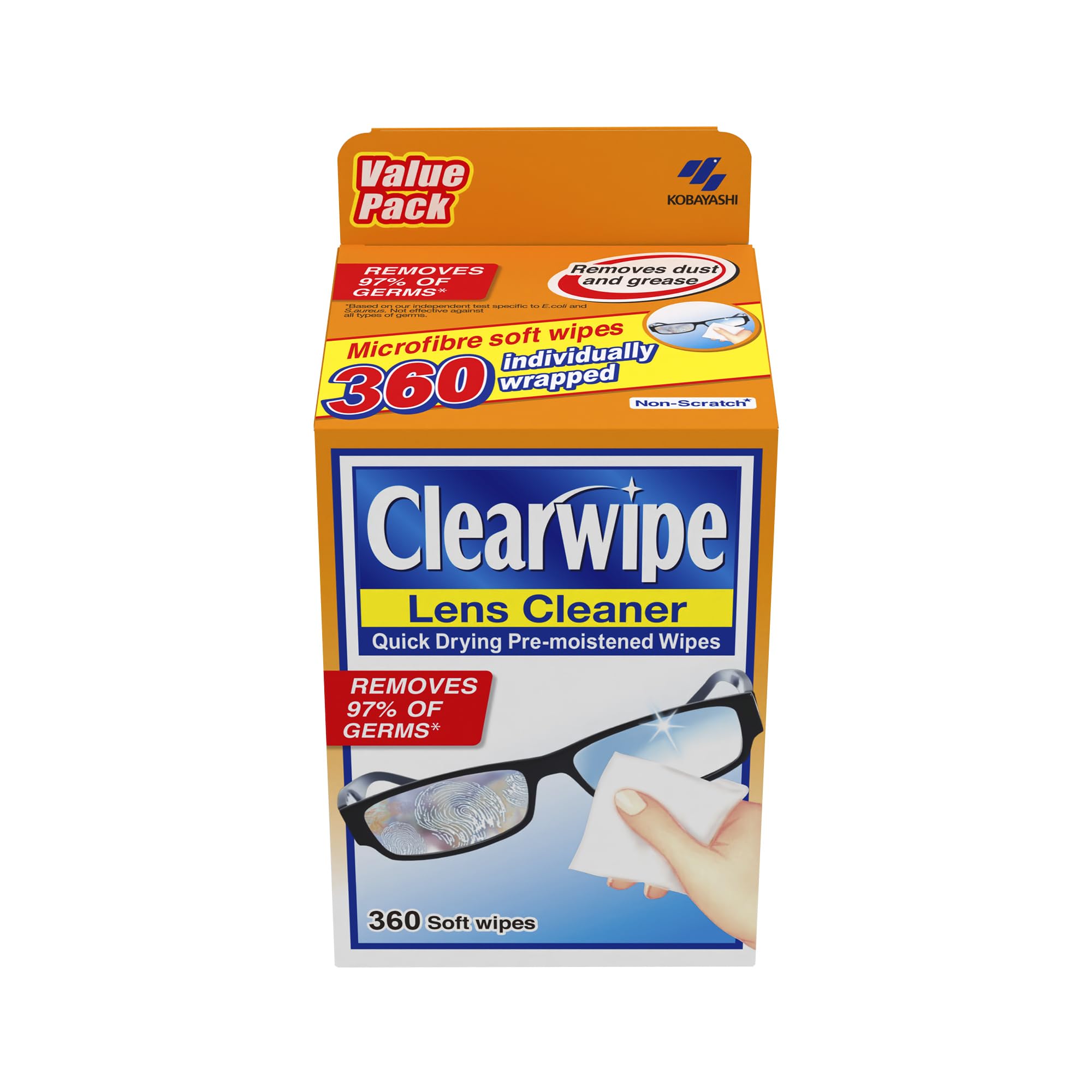 Clearwipe Lens Cleaner (6 x 60p) - 360 Wipes - Effective Streak-Free ...
