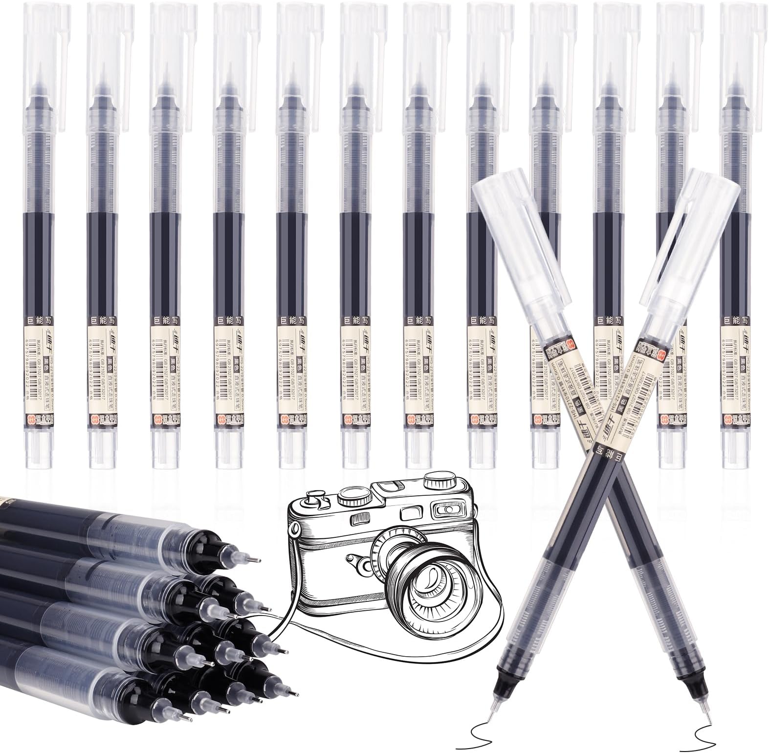 BEMLP Gel Ink Pen Extra Fine Point Pens Ballpoint Pen 0.35mm Black For ...