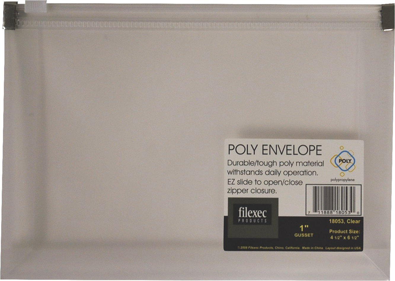 Filexec Poly Envelope, Side-load, Zipper Closure, Clear (Pack of 12 ...