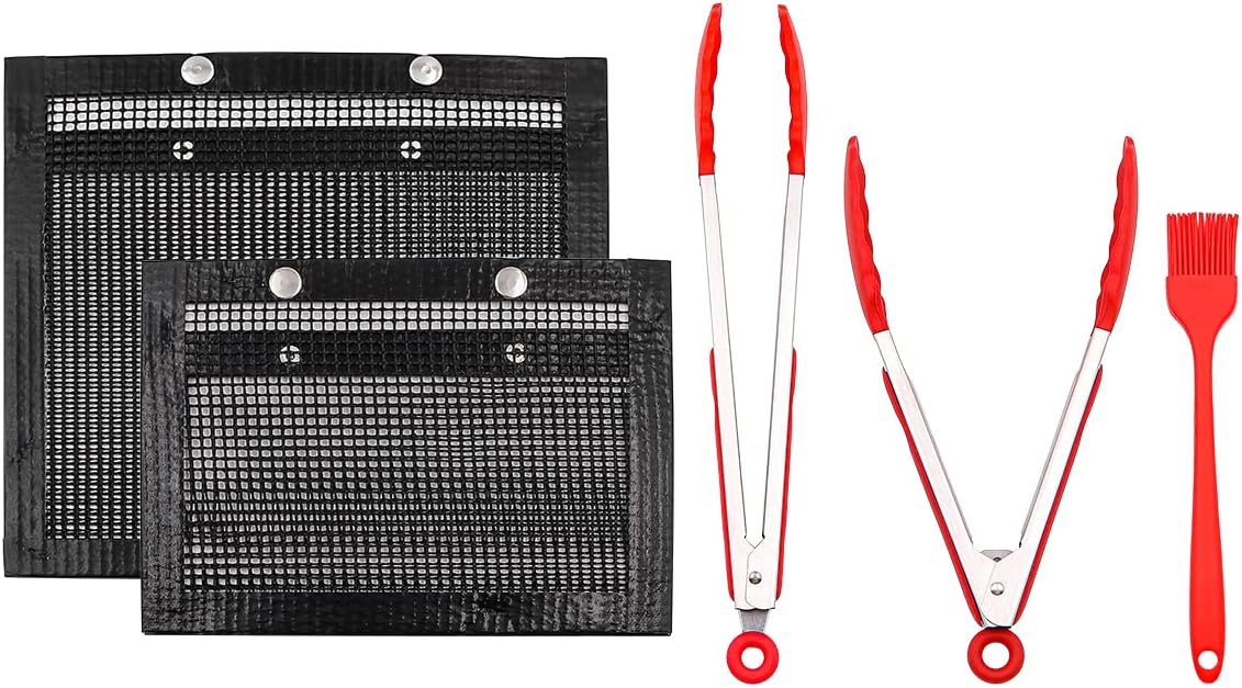 Amazon.com : Pack of 5 NUZAMAS BBQ Mesh Grill Bag, Non-Stick Barbecue ...