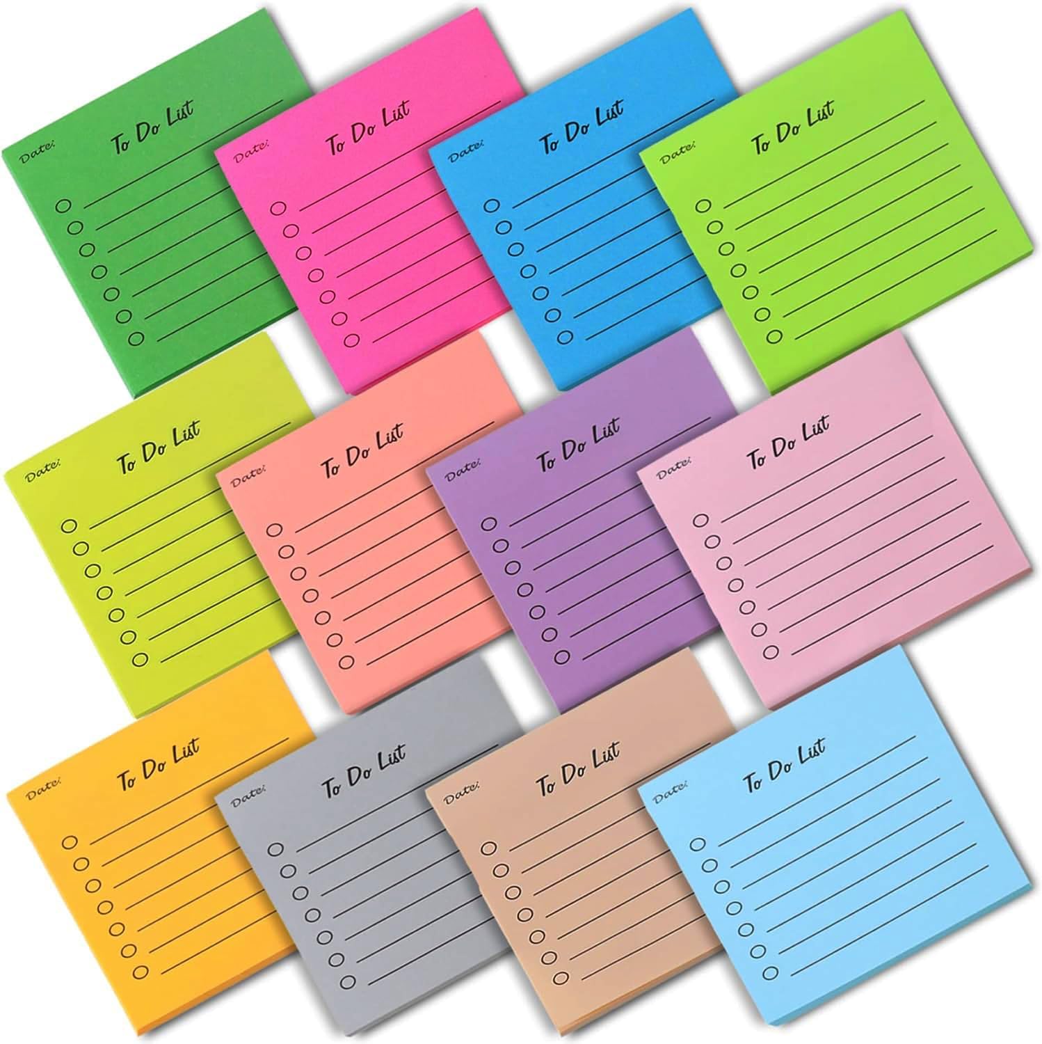 Amazon.com : 12 Pack to Do List Sticky Notes, Self-Stick Notes with ...