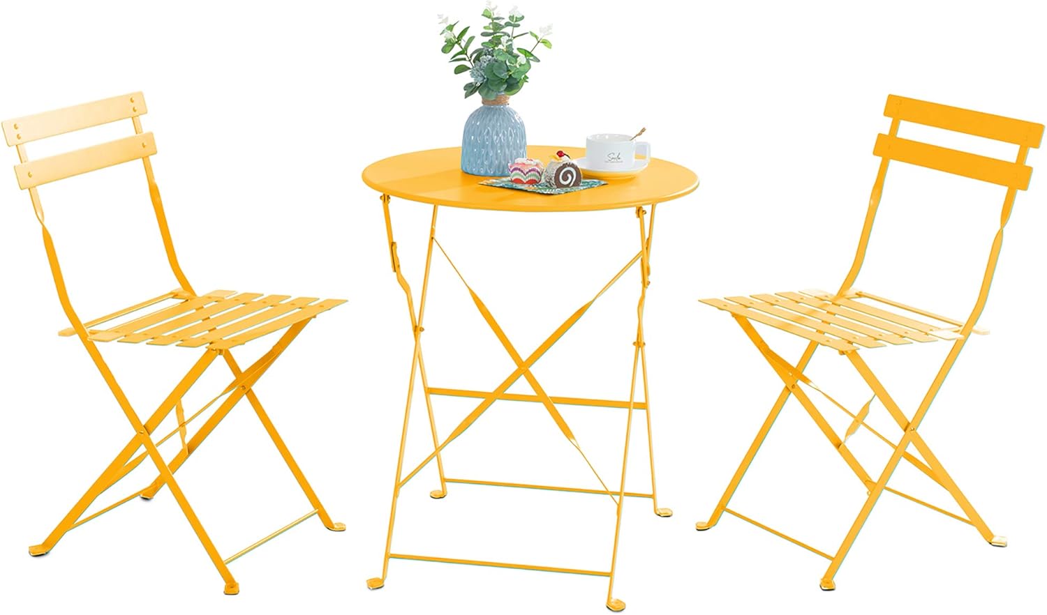 Amazon.com: SUNLEI Metal Folding Outdoor Patio Furniture Sets,Bistro ...