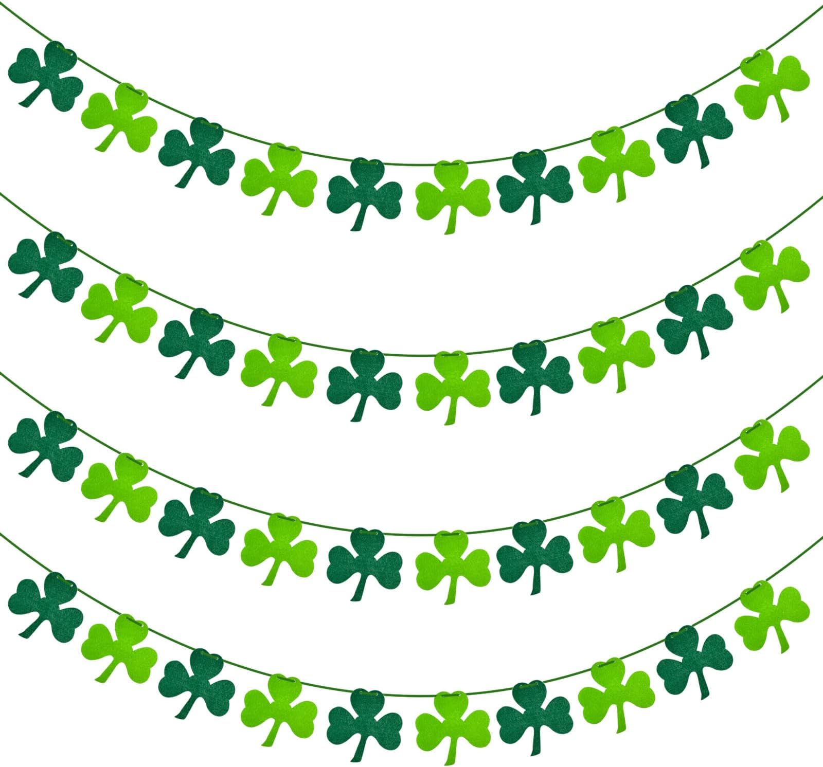 Amazon.com: Sggvecsy 5 Pieces St Patrick's Day Garlands Felt Shamrock ...