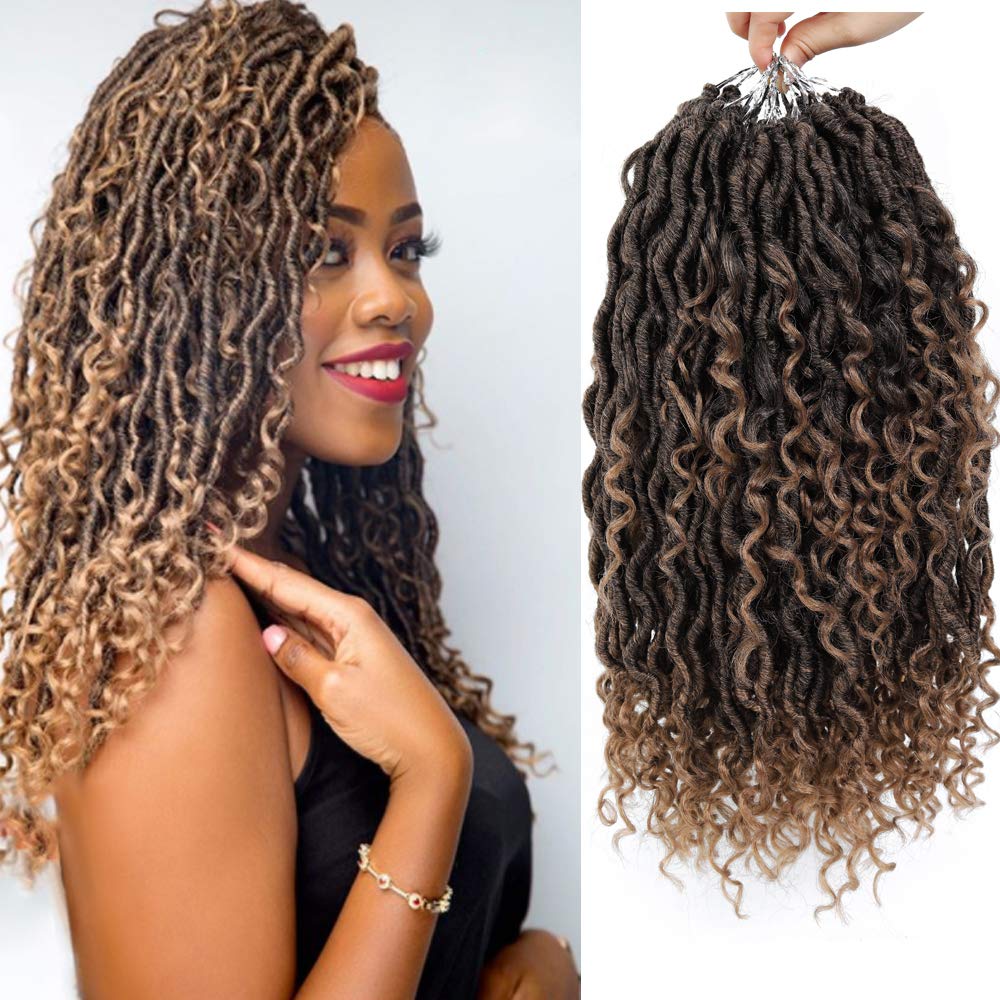 Buy 6packs Curly Faux Locs Crochet Hair 14 Inch Ombre Blonde River ...