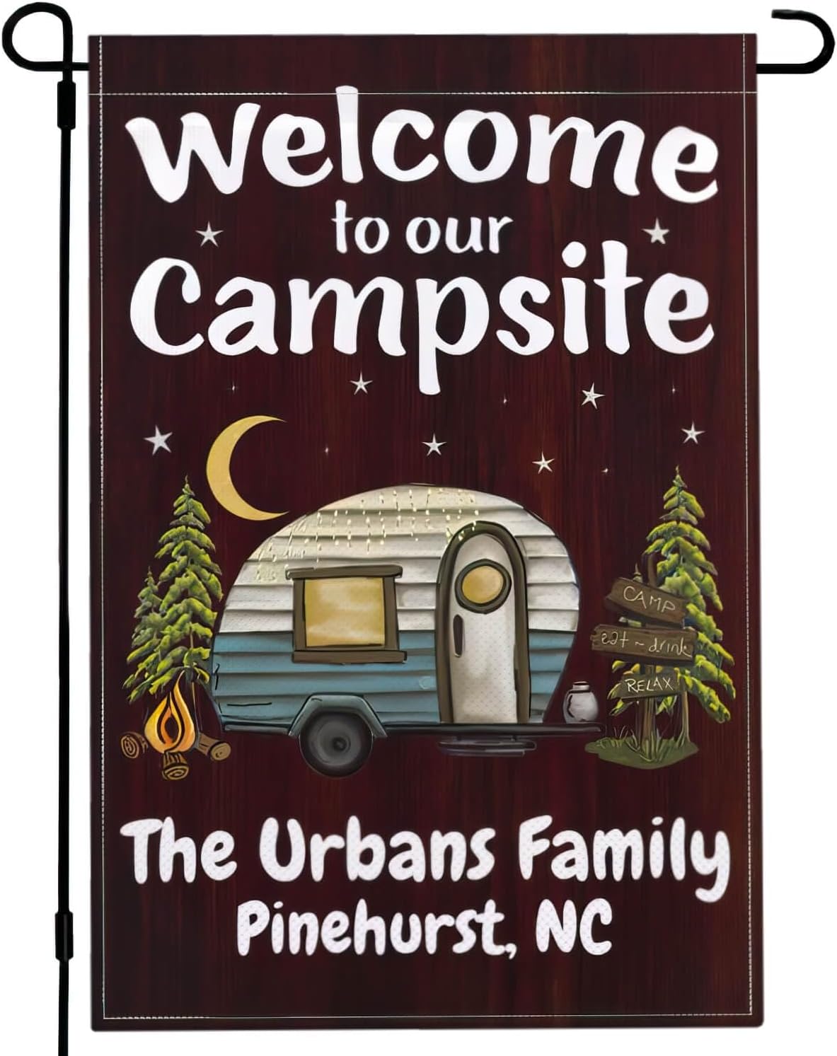 Amazon.com : DOXIENPOD Personalized Camping Flags for Campsite,Burlap ...