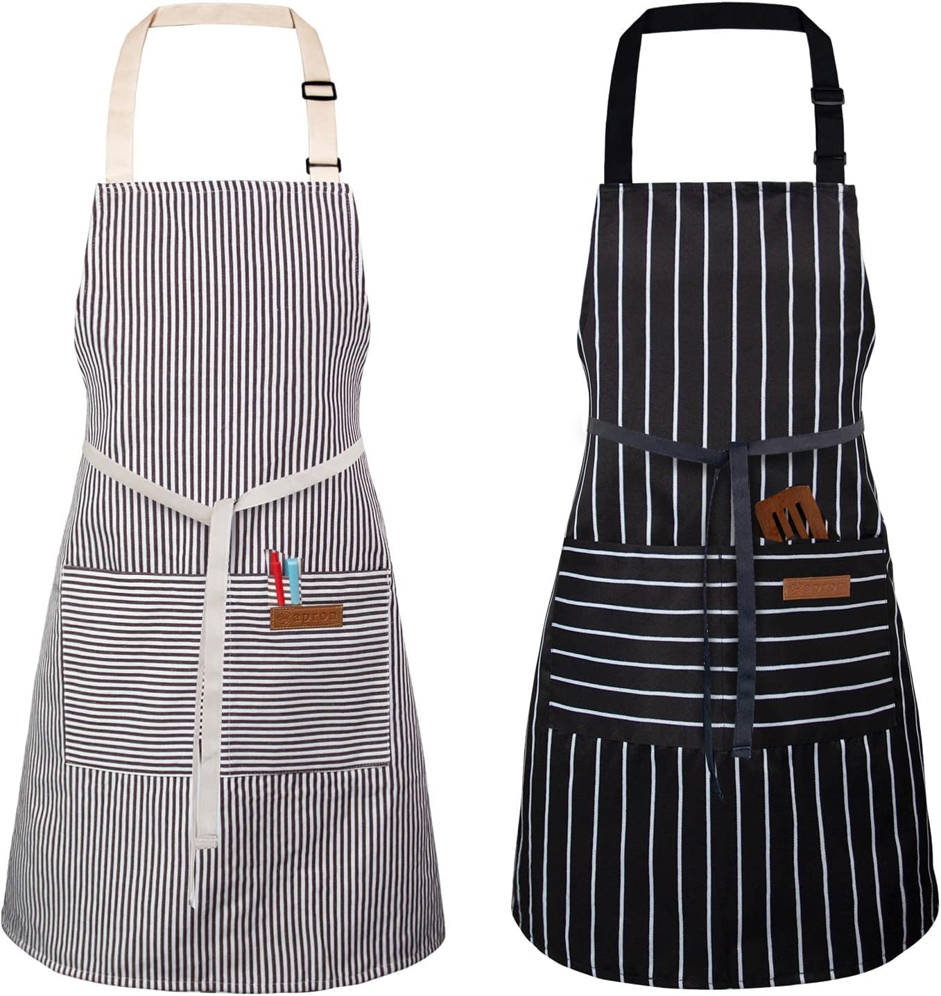 2 Pack Unisex Bib Apron, Chef apron,H HOME-MART Cotton Chef Adults ...