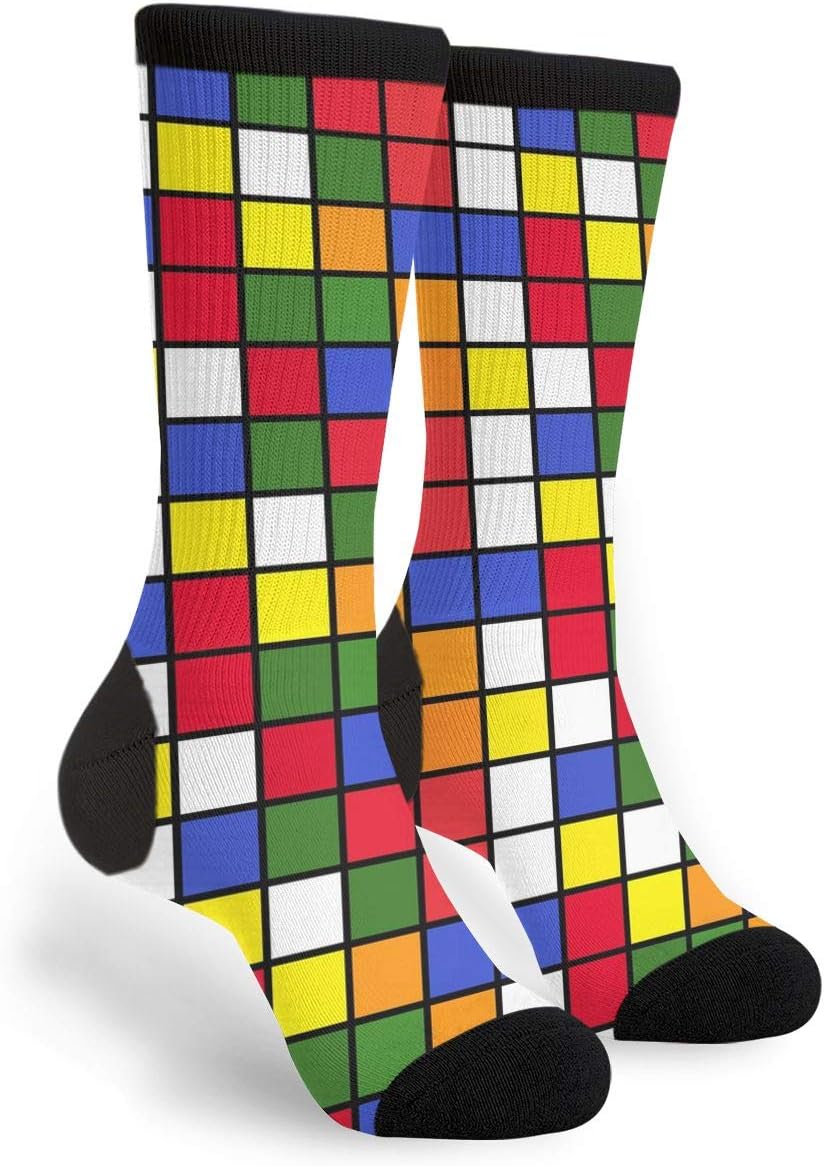 Amazon.com: Colorful Cube Crew Socks Funny Novelty Socks Gifts ...