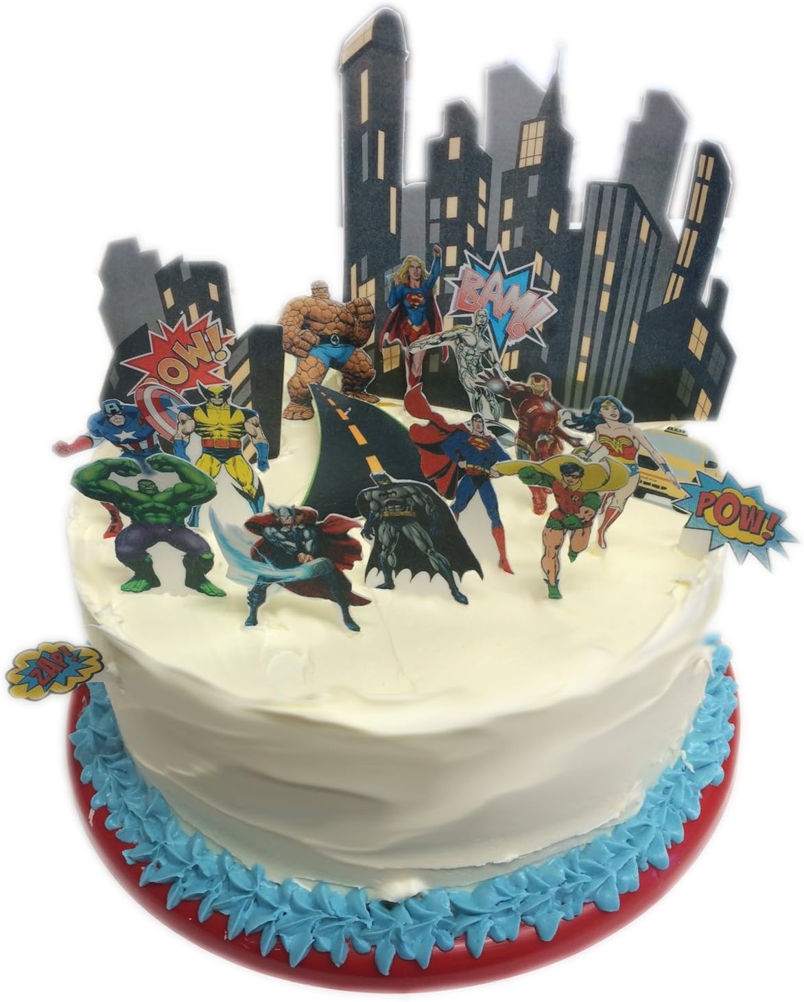 Marvel Superheroes Characters City Scene Edible Wafer Paper Cake ...