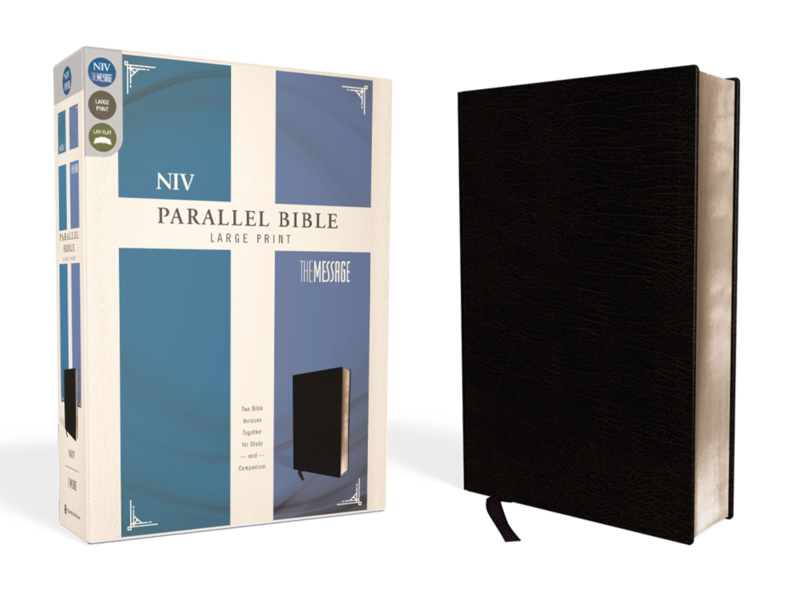 NIV, The Message, Parallel Bible, Large Print, Bonded Leather, Black ...