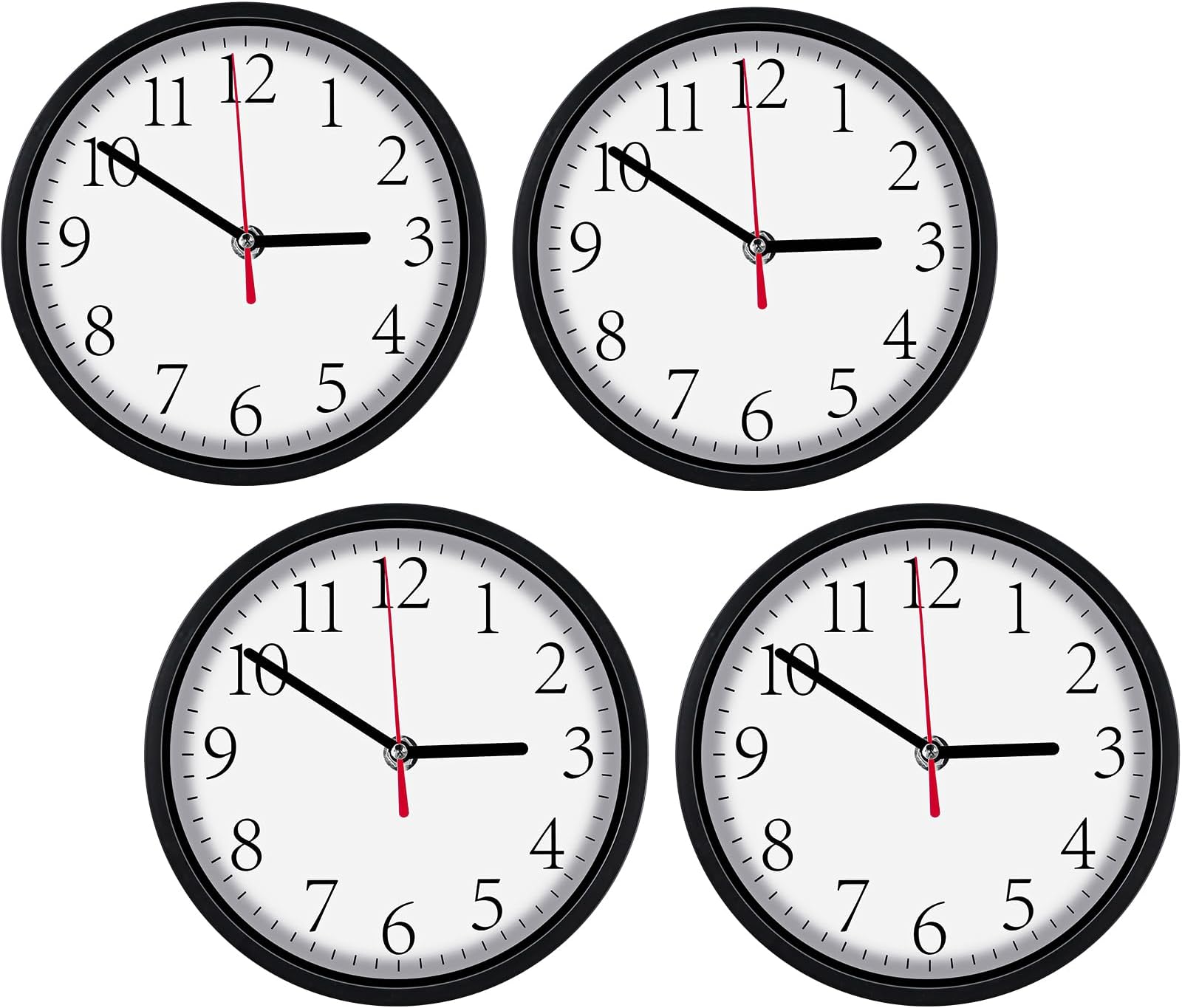 Amazon.com: Inbagi 4 Pcs Black Silent Wall Clock 8 Inch Quartz Battery ...