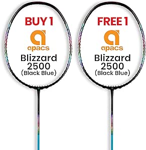 Amazon.com : Apacs-Sports Blizzard 2500 Black Blue Badminton Racket (4U ...