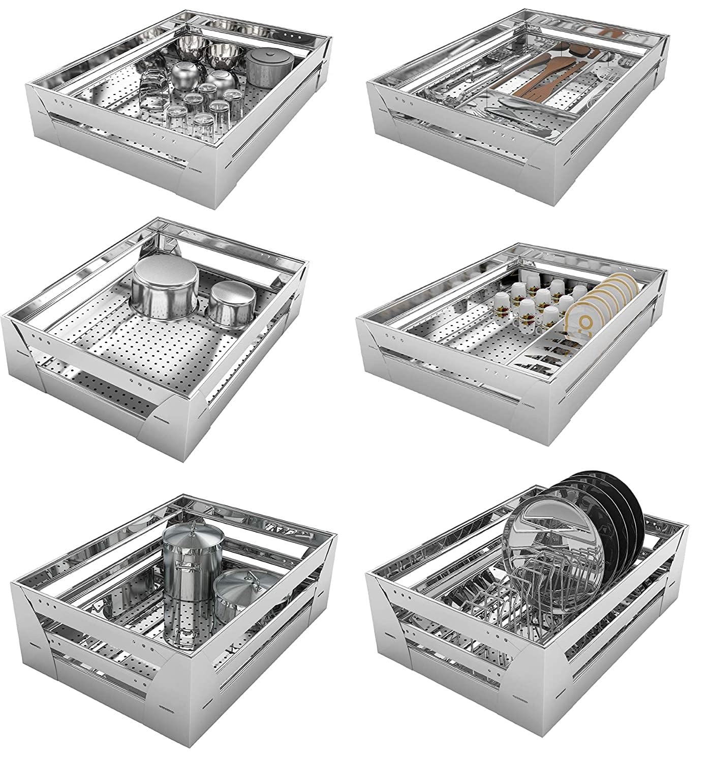 BLOO BASKET Stainless Steel 202 Modular Kitchen Basket Utensil'S Drawer ...