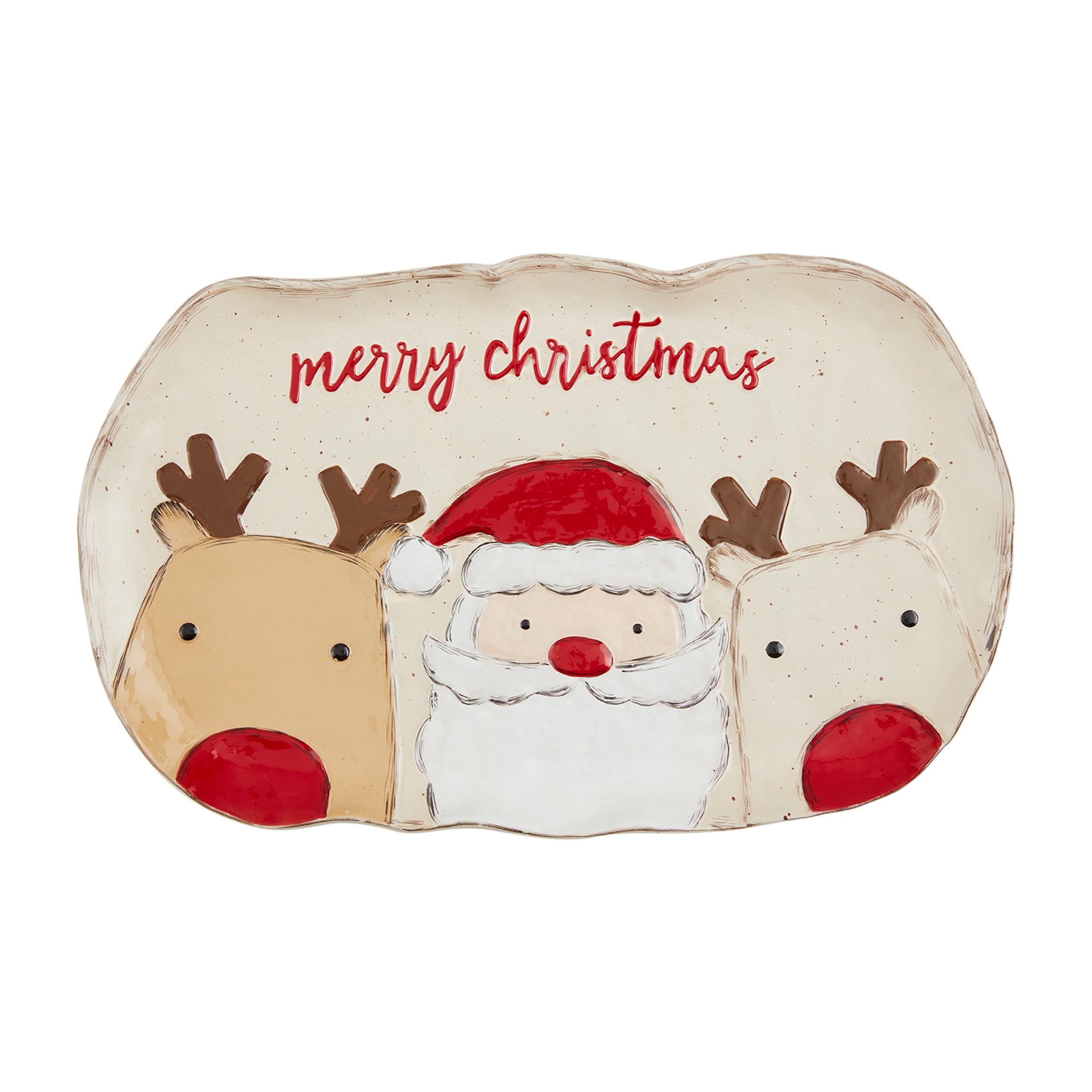 Amazon.com | Mud Pie Santa Deer PLATTERS & Trays, 10" x 16", RED: Platters