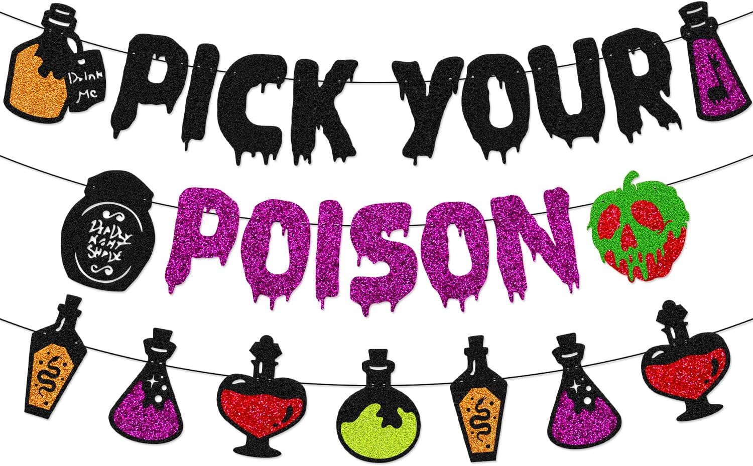 Amazon.com: YWLACC Pick Your Poison Banner Halloween Party Decorations ...