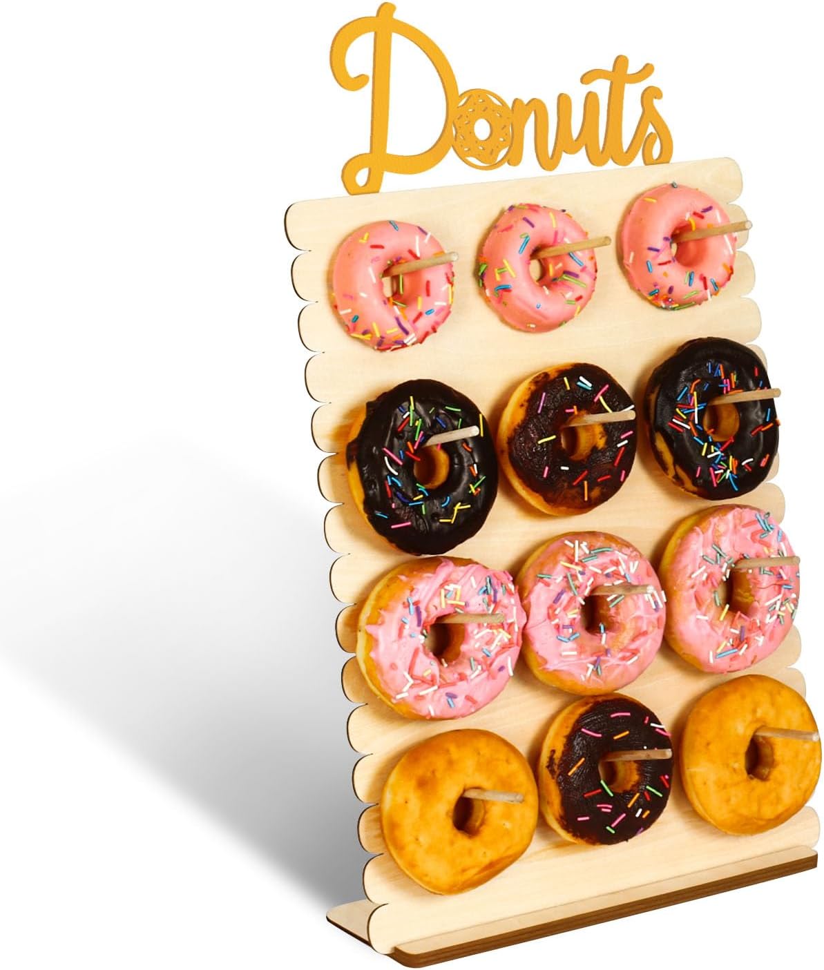 Amazon.com | Zzbakress Reusable 12 Stake Wooden Donut Stand for Party ...