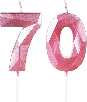 Amazon.com: Number 70 Candles,70th Birthday Candles,Pink Happy Birthday Candle for Cake,3D ...