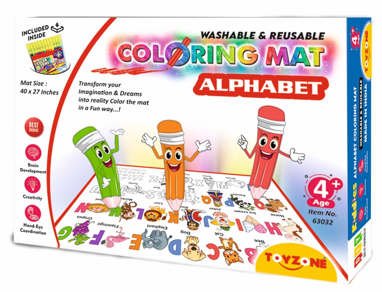 Buy TOYZONE Alphabet Coloring Mat | Reusable and Washable |Colouring ...