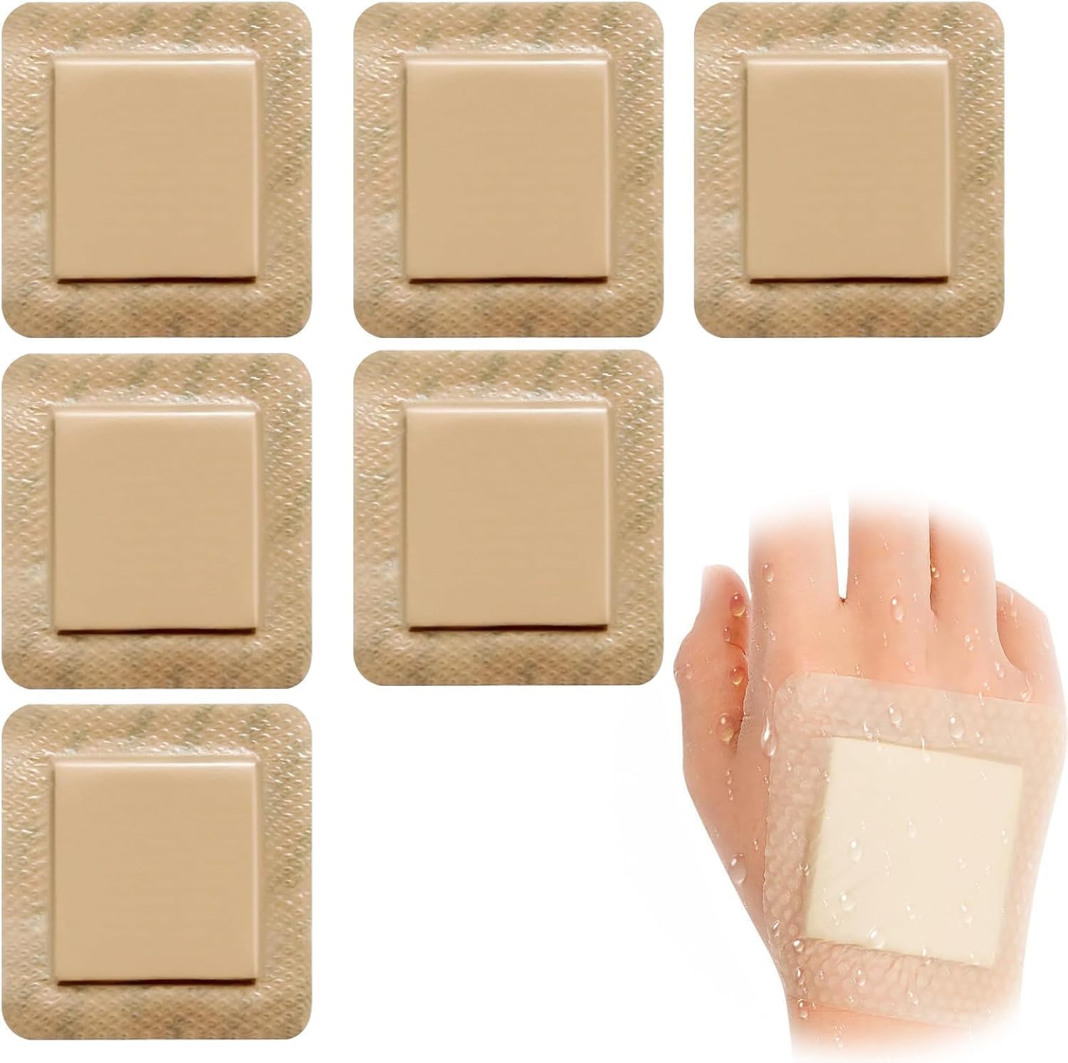 kelav Pack of 6 Silicone Foam Dressings, 10 x 10 cm, Self-Adhesive ...