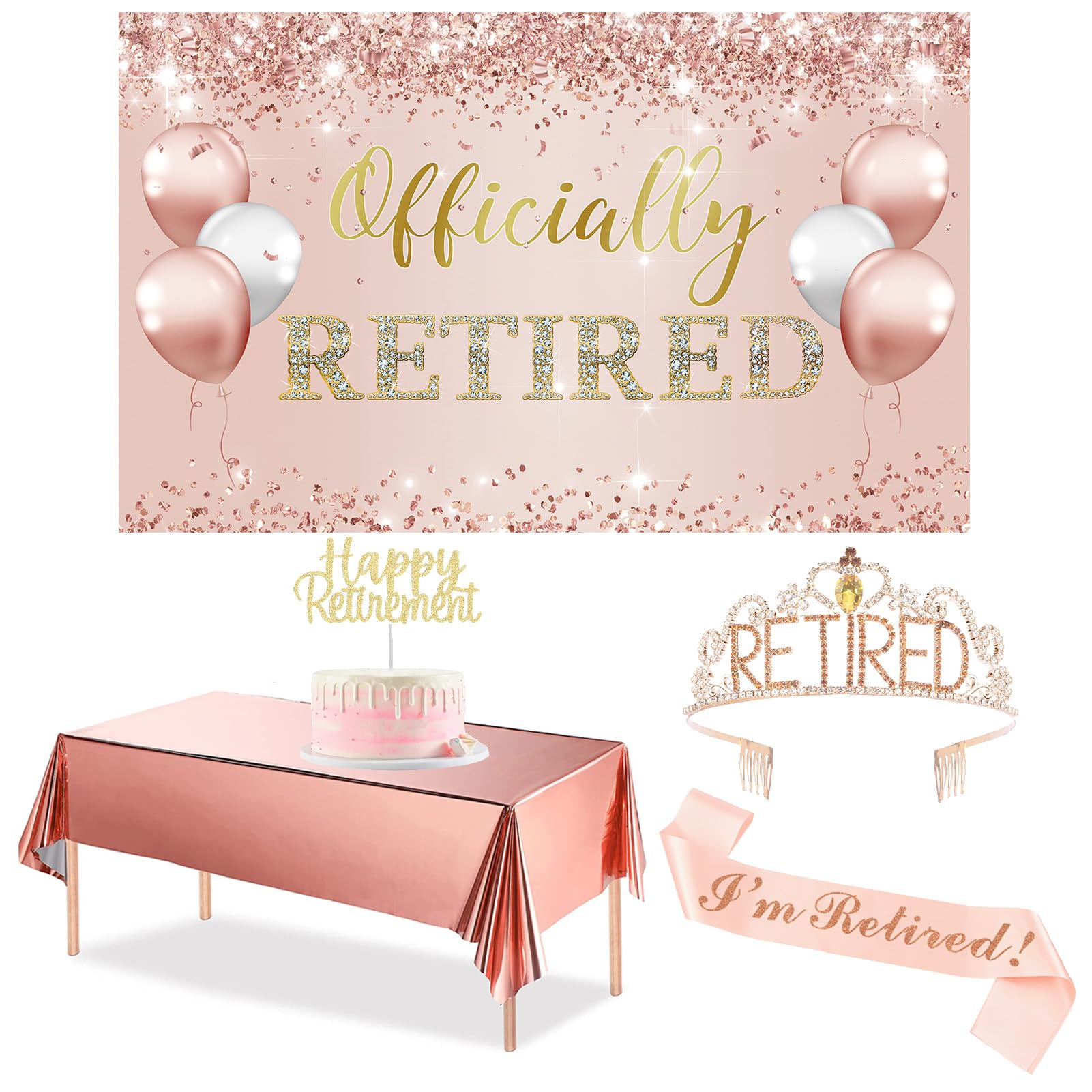 Amazon.com: Trgowaul Retired Party Decorations, 5pcs Rose Gold ...