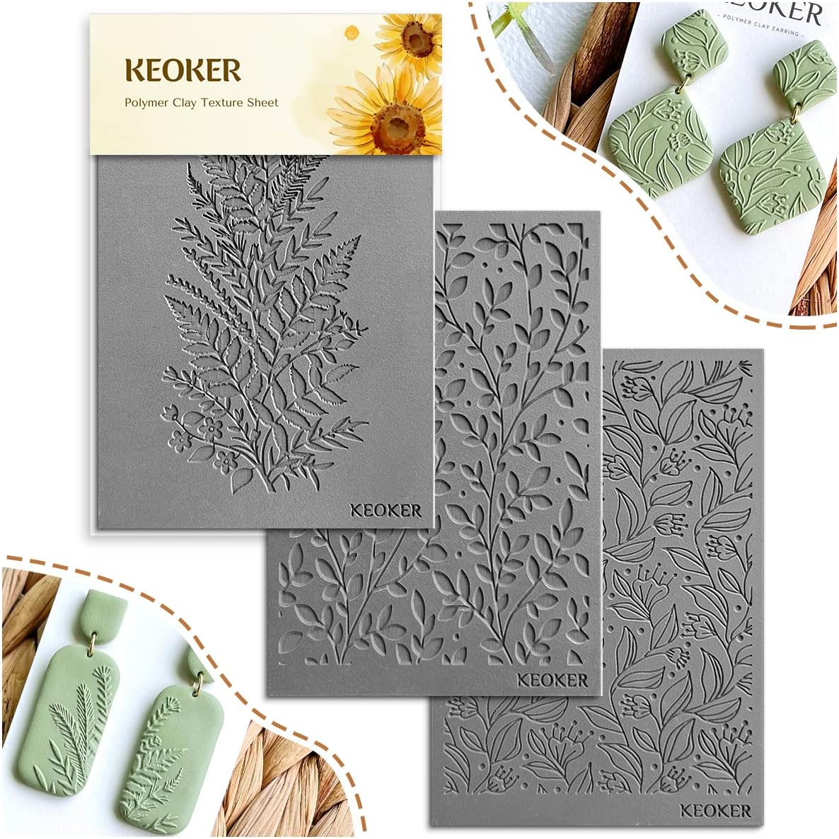 Amazon.com: KEOKER Polymer Clay Texture Sheets Set, Works with Polymer ...