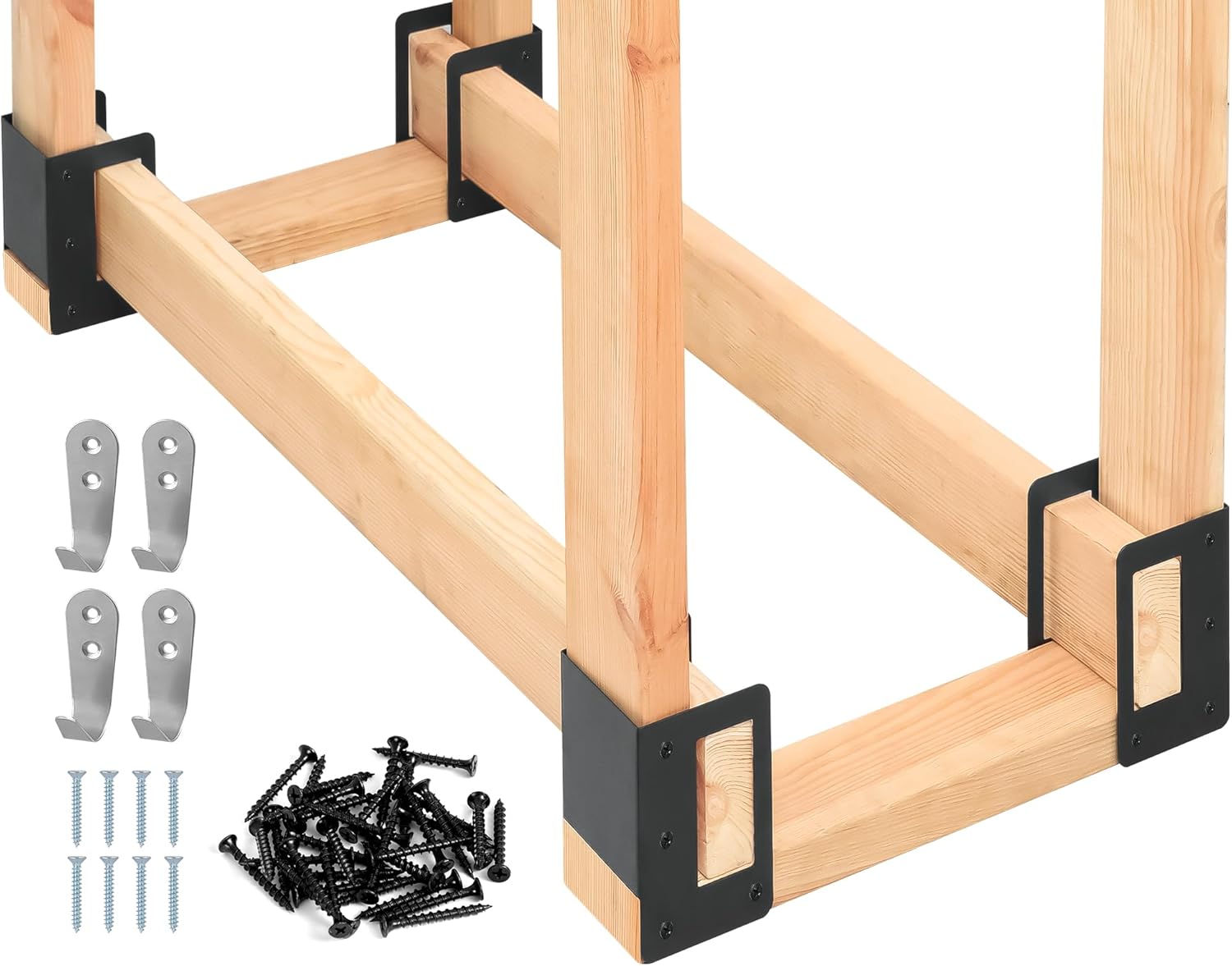 Amazon.com : Gtongoko 4 Pack Outdoor Firewood Log Storage Rack Bracket ...