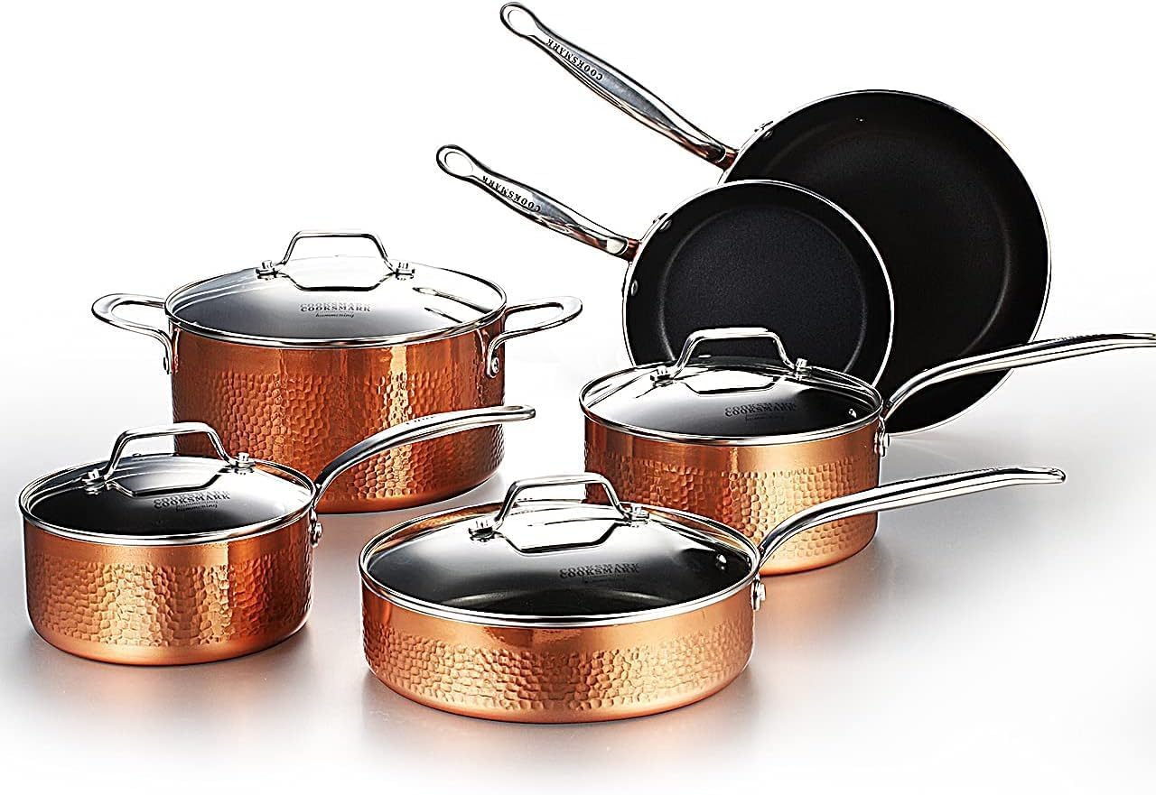 COOKSMARK Induction Pan and Pot Sets Cookware Set Pots Non-Stick Copper ...