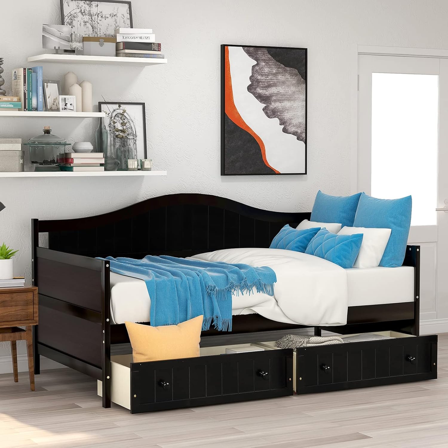 Amazon.com: Tensun Twin Daybed Frame with 2 Drawers,Solid Pinewood ...