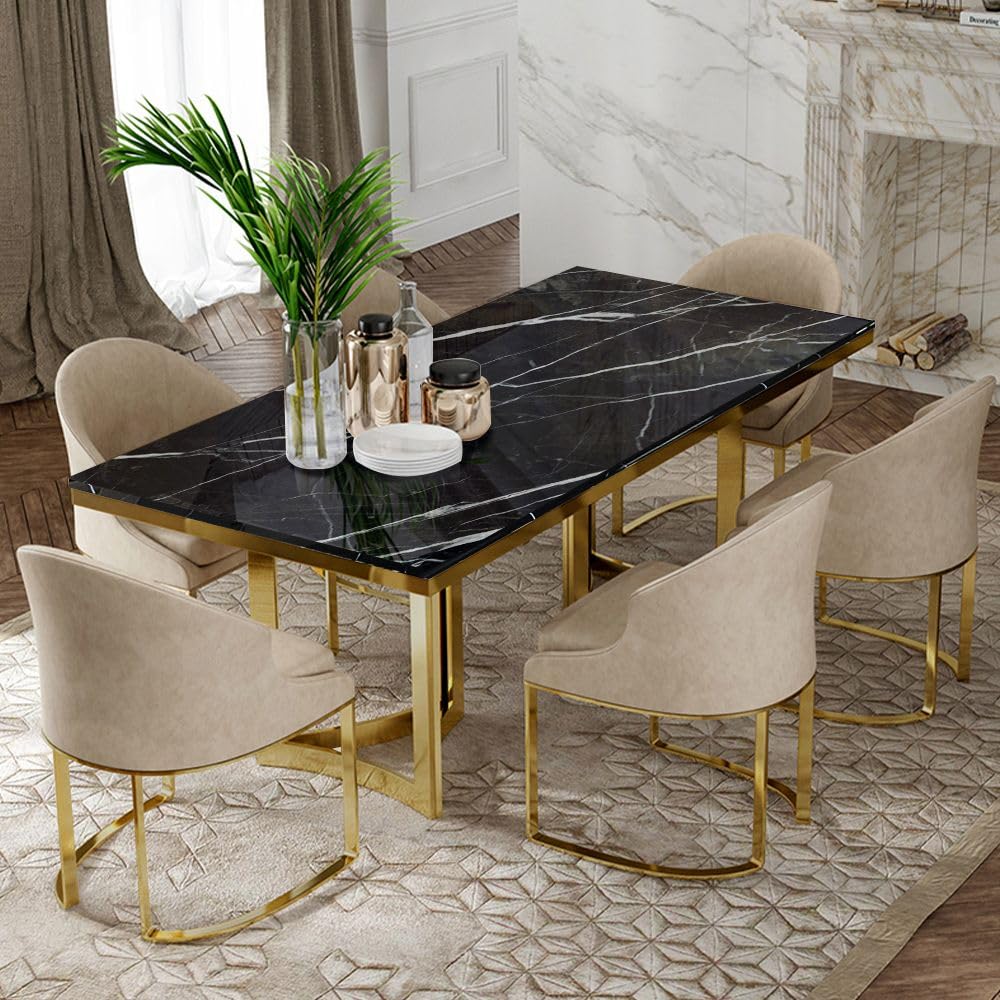 Amazon.com - POVISON Marble Dining Table for 6, Modern Dining Room ...