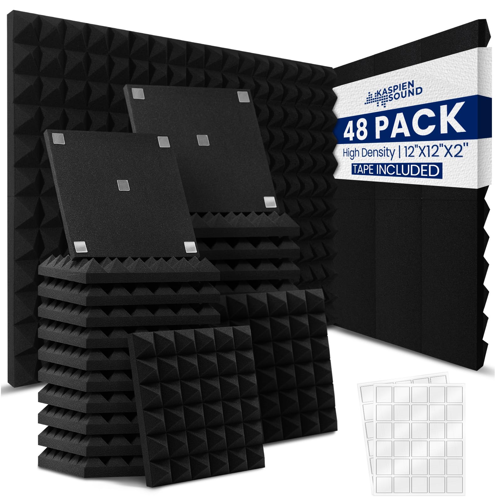 Amazon.com: Kaspien Sound | 48 Pack | High Density Acoustic Foam Wall ...