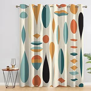 Amazon.com: MOBEITI Mid Century Modern Curtains 2 Panels - Mid Century Curtains, Abstract ...