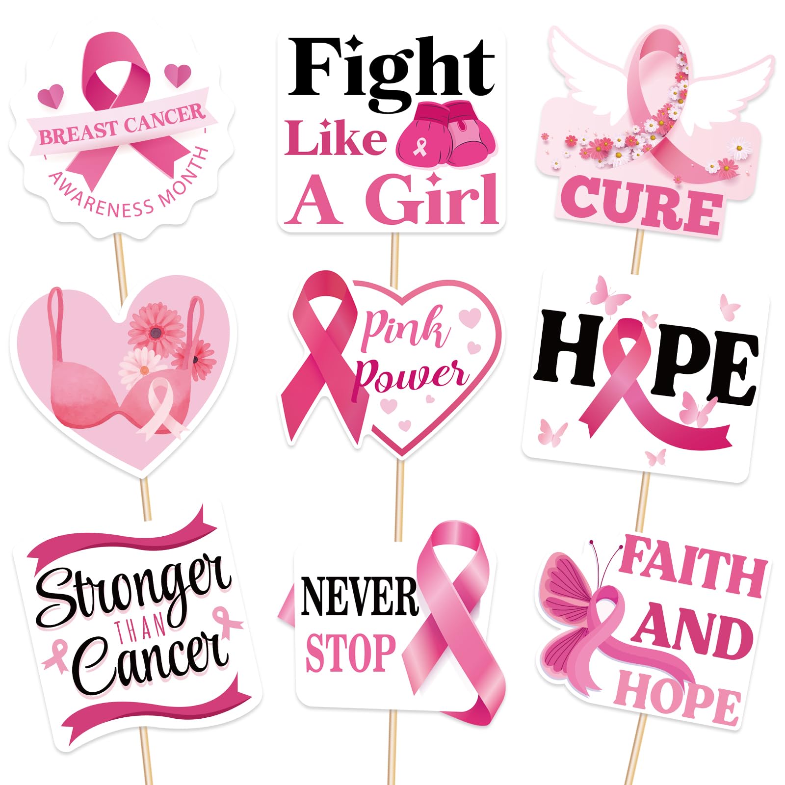 Amazon.com: 144PCS Breast Cancer Awareness Cupcake Toppers Toothpicks ...