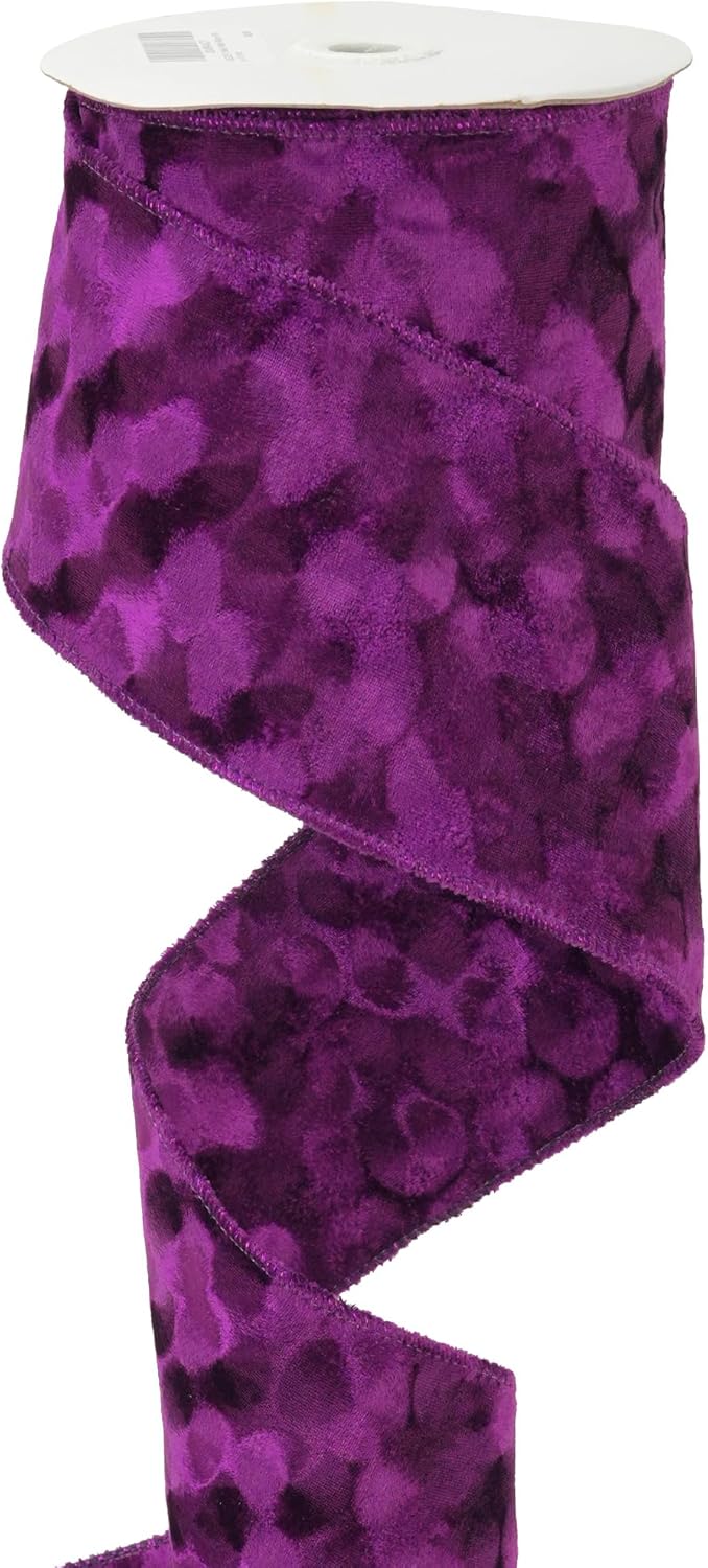 Amazon.com: MEEDEE Purple Wired Velvet Ribbon 4 Inch Wide Double Sided ...
