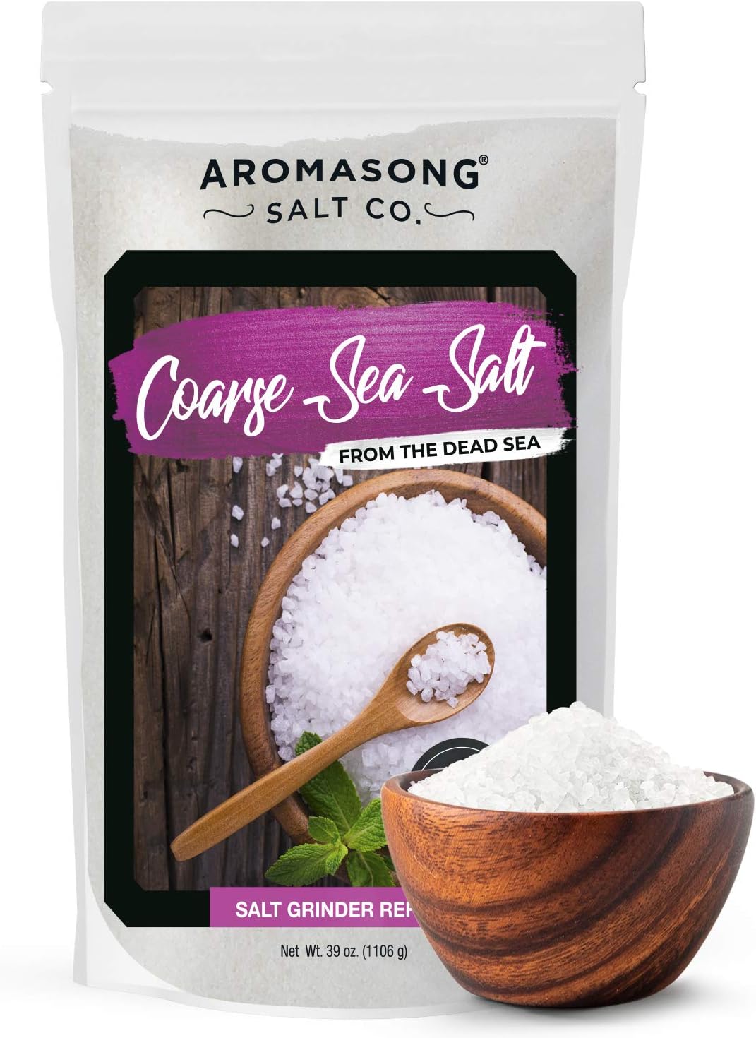 100% Natural Sea Salt, Coarse Grain, Large Bulk 2.43 Lb. Resealable Bag ...
