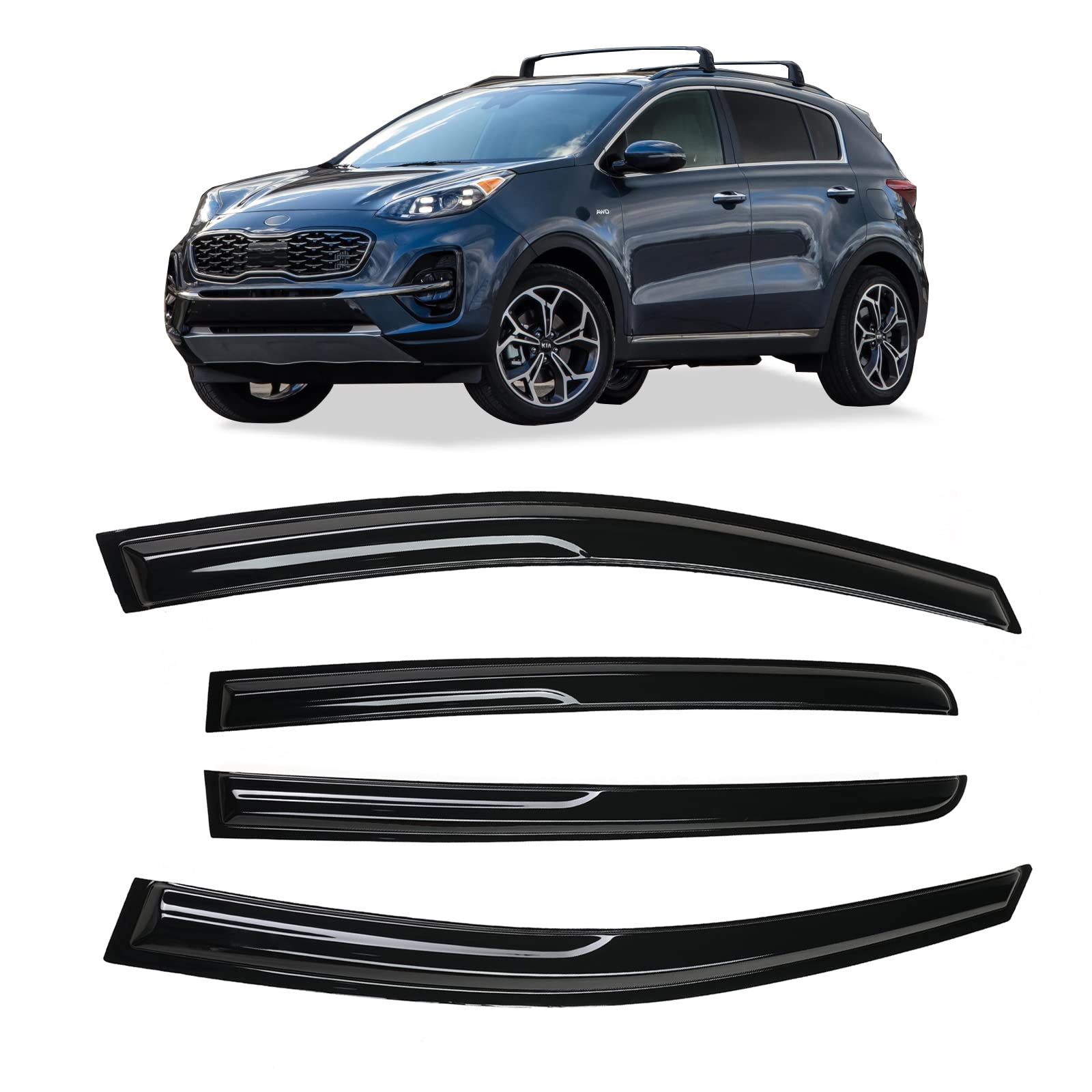 Kinwrdsn Durable Tape-on Rain Guards Side Window Visor,Window ...