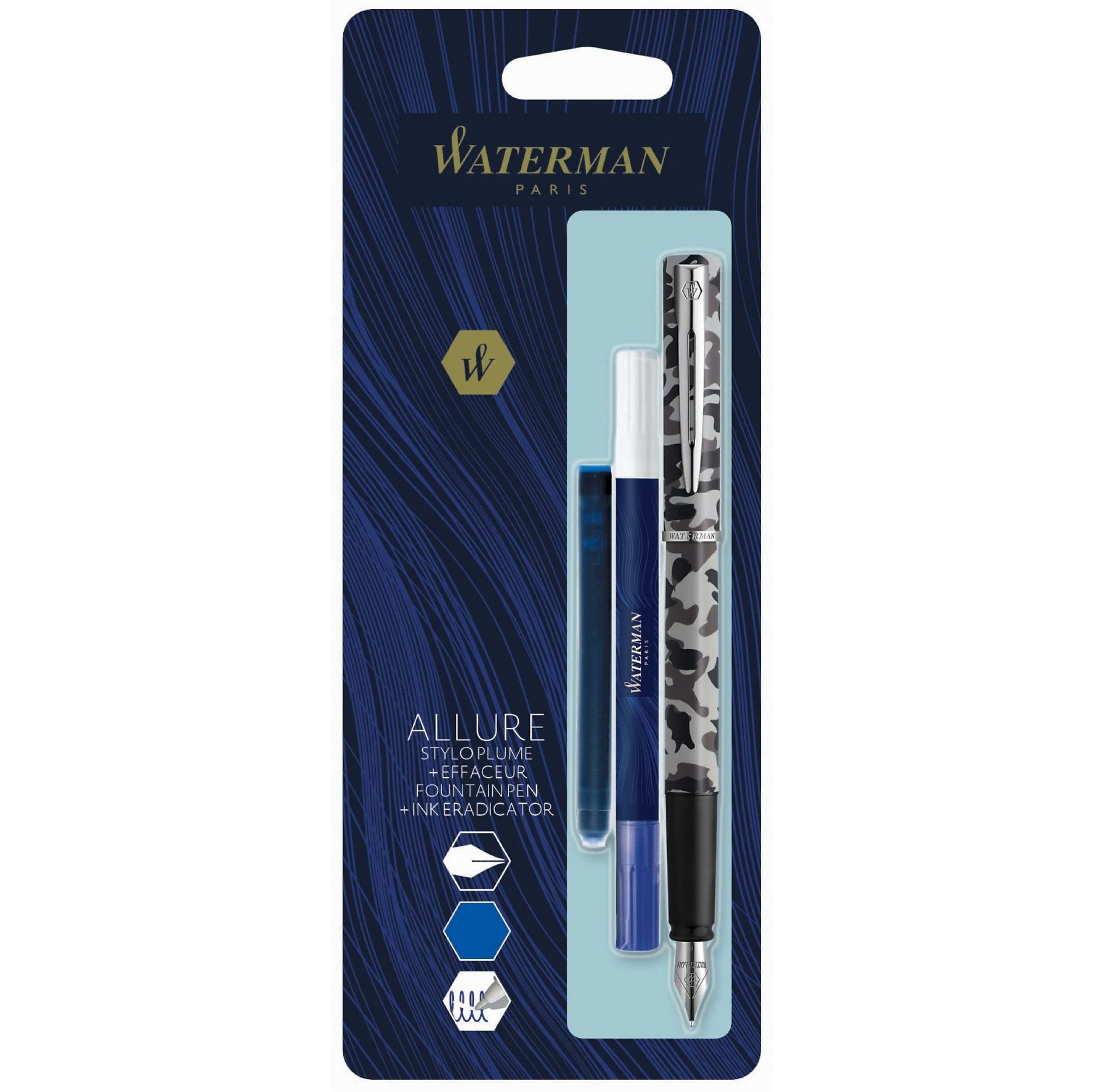 WATERMAN Graduate Allure Fountain Pen, Camouflage, Chrome trims, Fine ...