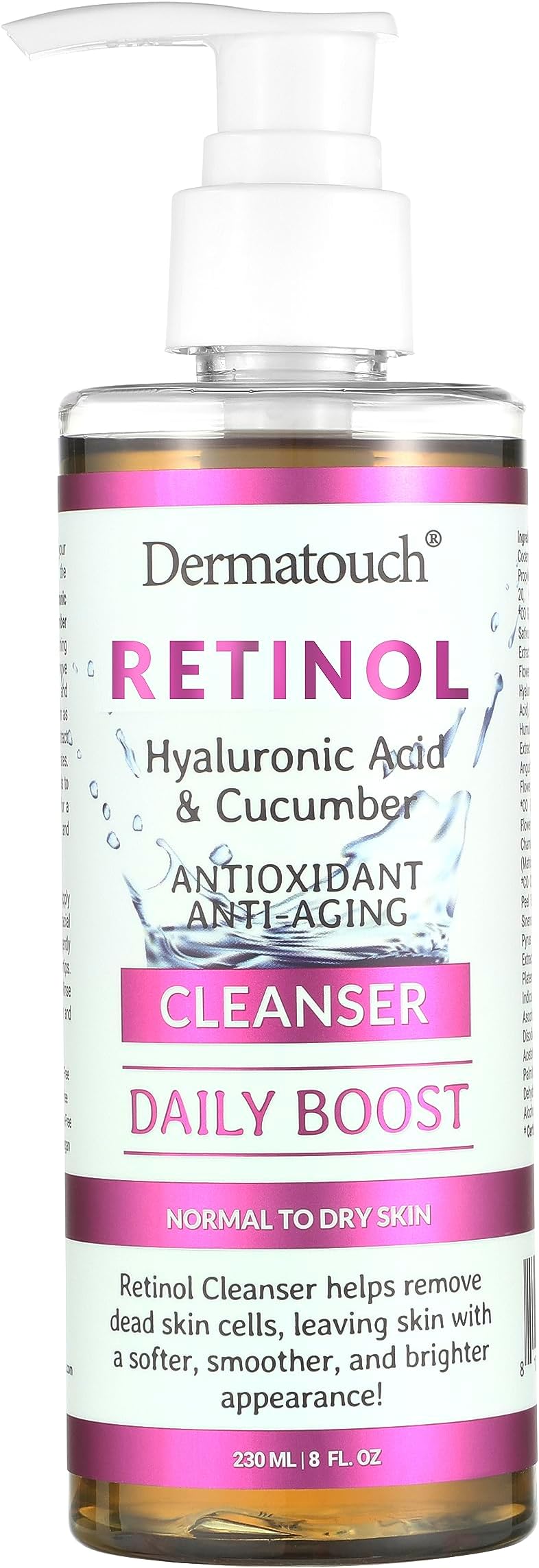 Amazon.com: DERMATOUCH Retinol Face Cleanser, 8 oz - Hyaluronic Acid ...
