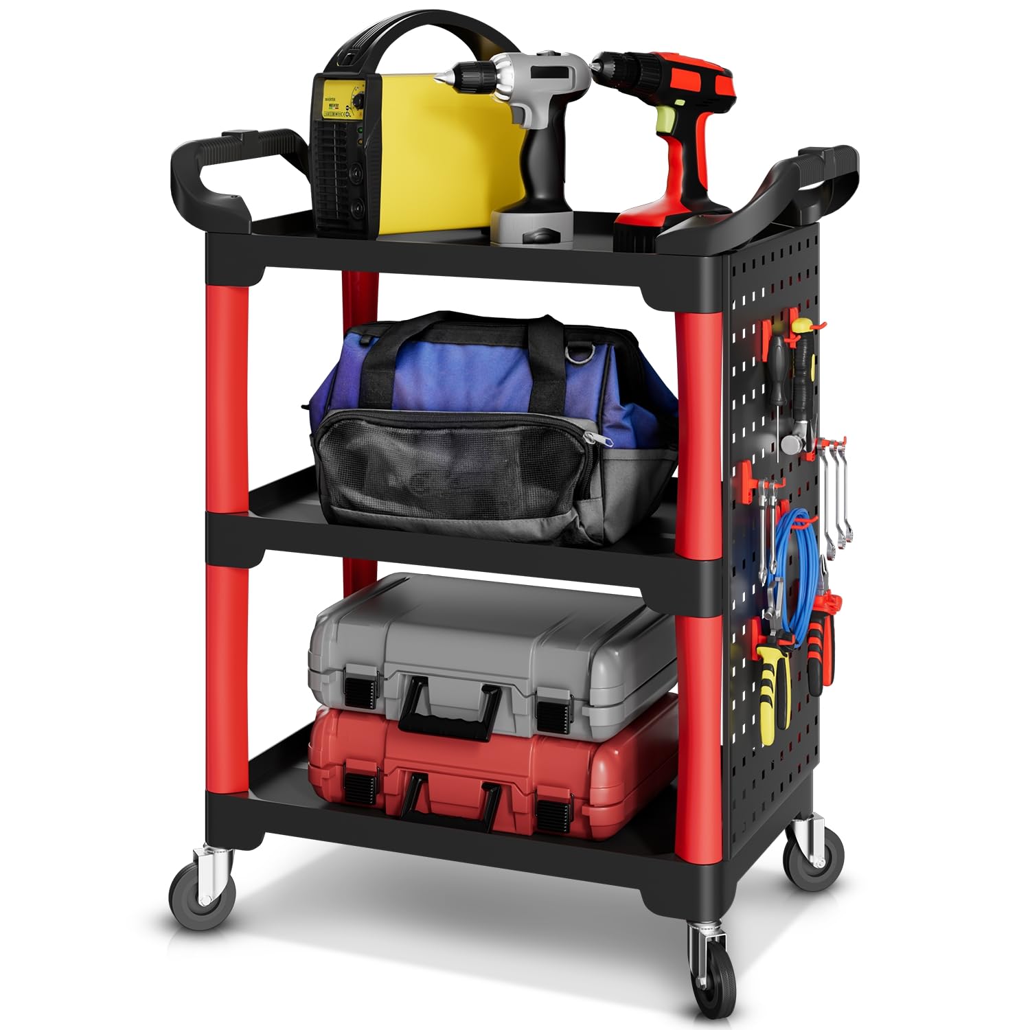 Amazon.com: Auto Dynasty 3-Level Rolling Cart Trolley Storage Cart with ...