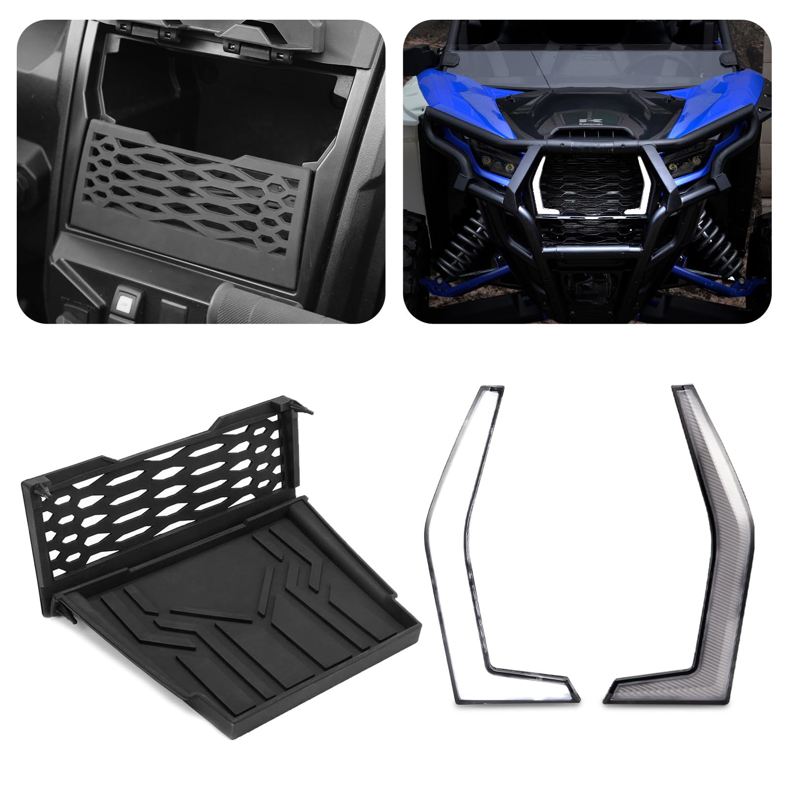 Amazon.com: A & UTV PRO LED Accent Fang Lights & Dashboard Storage Net ...