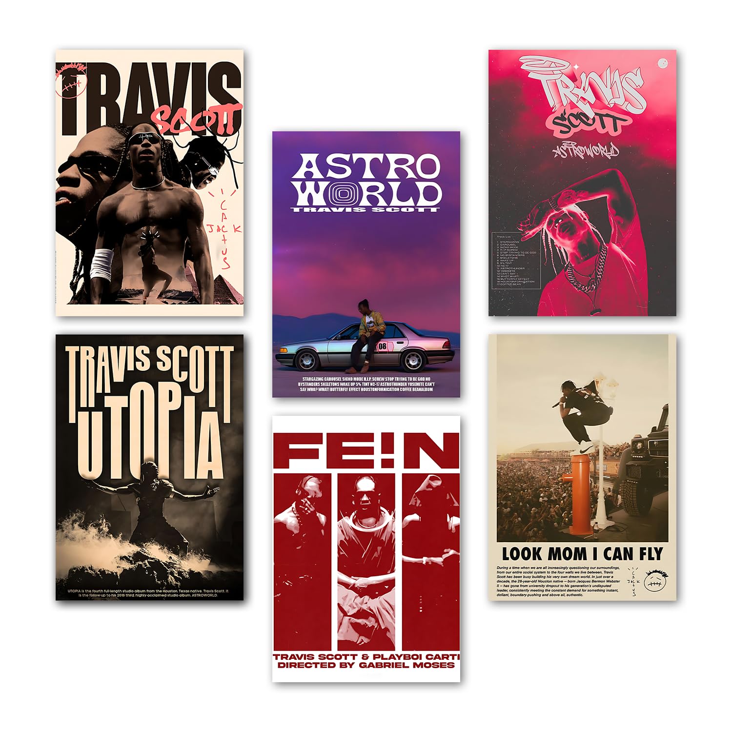 Wallgasm Travis Scott Posters - Set of 6, 8x12 inch (A4 Size) 300 GSM ...