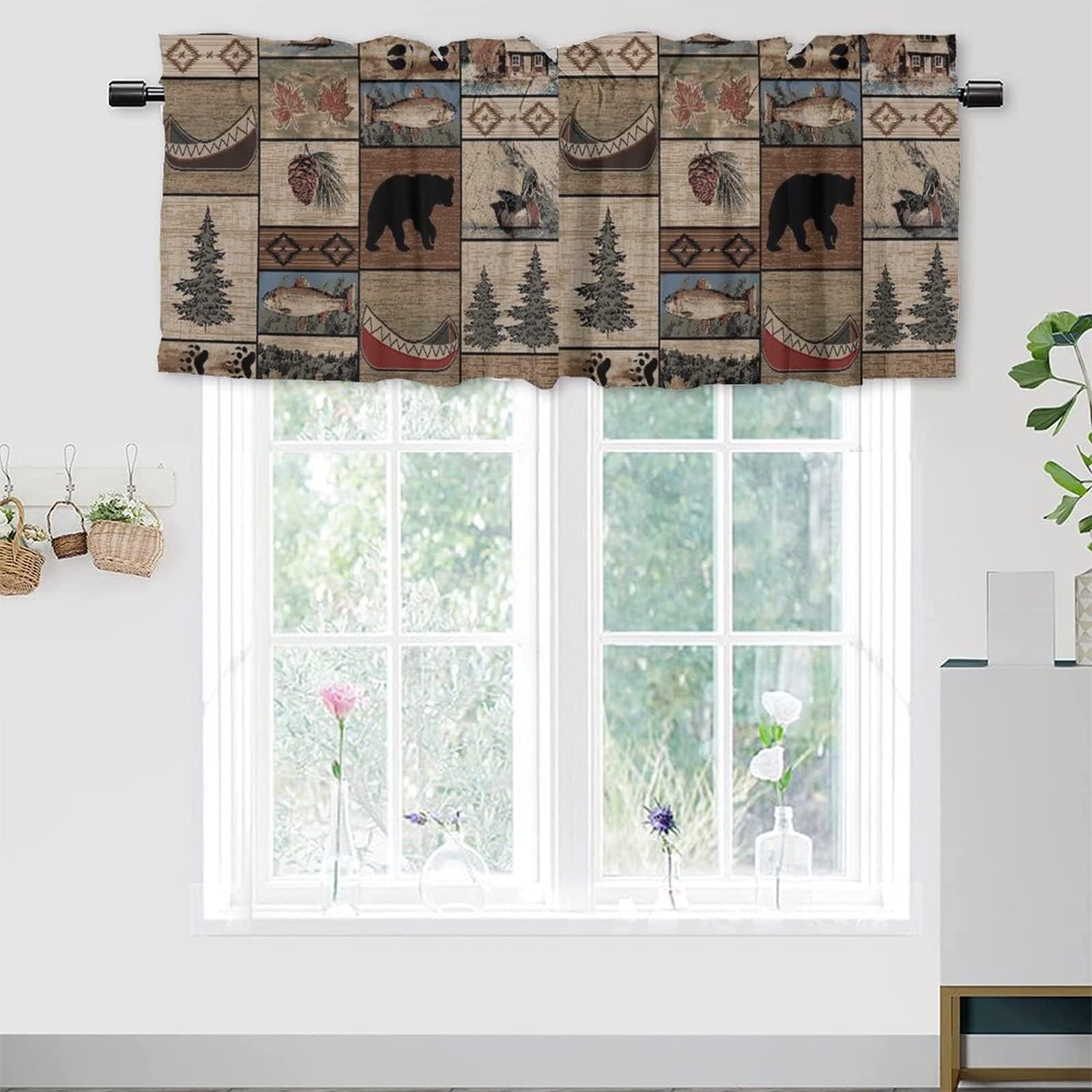 Amazon.com: Park Designs Black Bear Embroidered Lined Valance 60" L ...