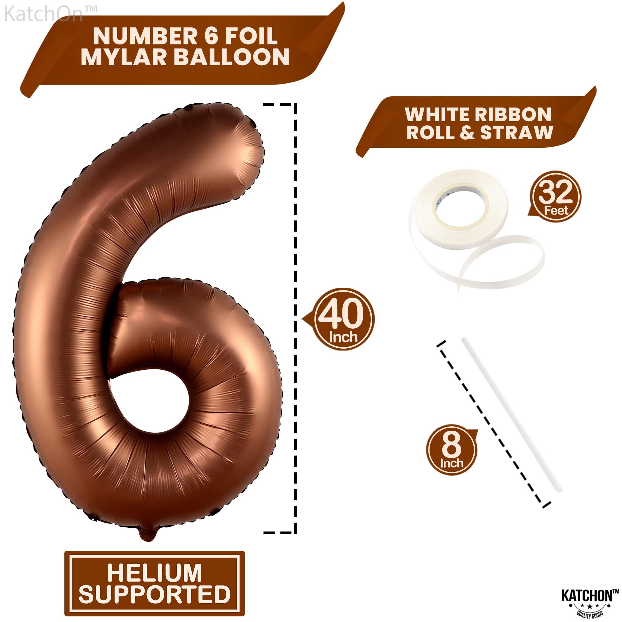 Snapklik.com : Giant Coffee Brown Number 6 Balloon - 40 Inch 6th ...
